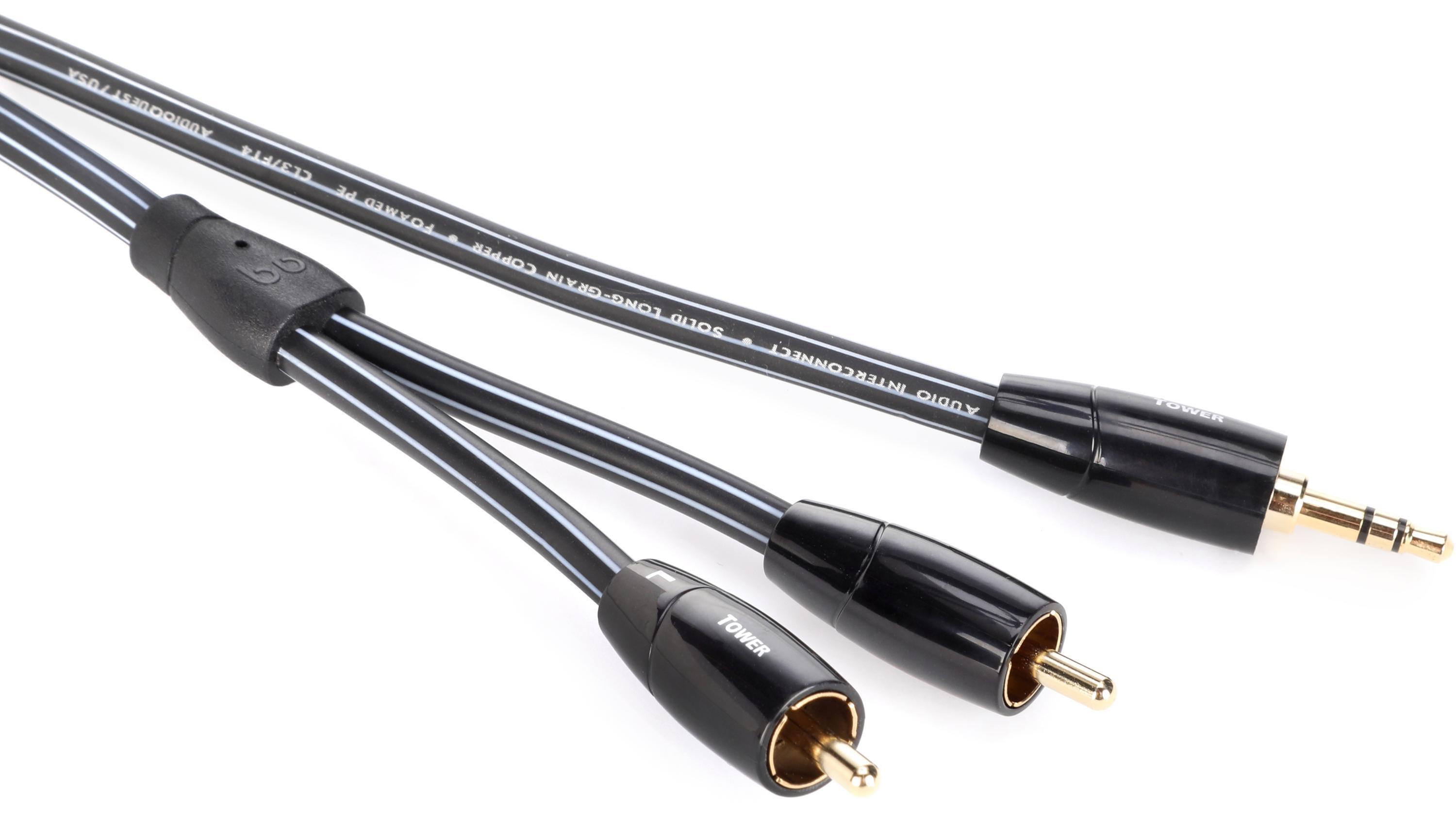 AudioQuest Tower 3.5mm to 2x Male RCA Analog Audio Interconnect Cable ...