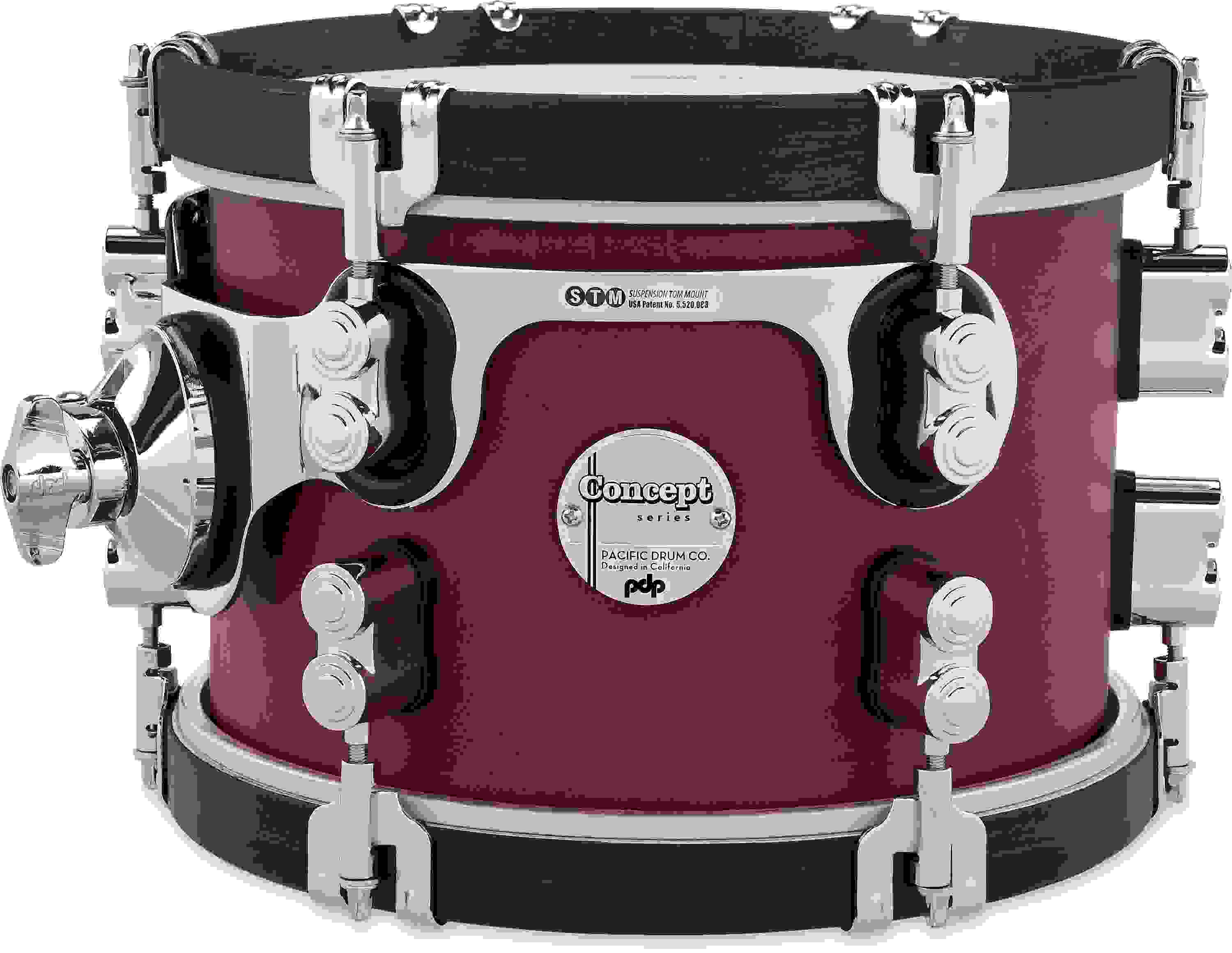 PDP Concept Classic Mounted Tom - 7 inch x 10 inch, Ox Blood Stain with ...