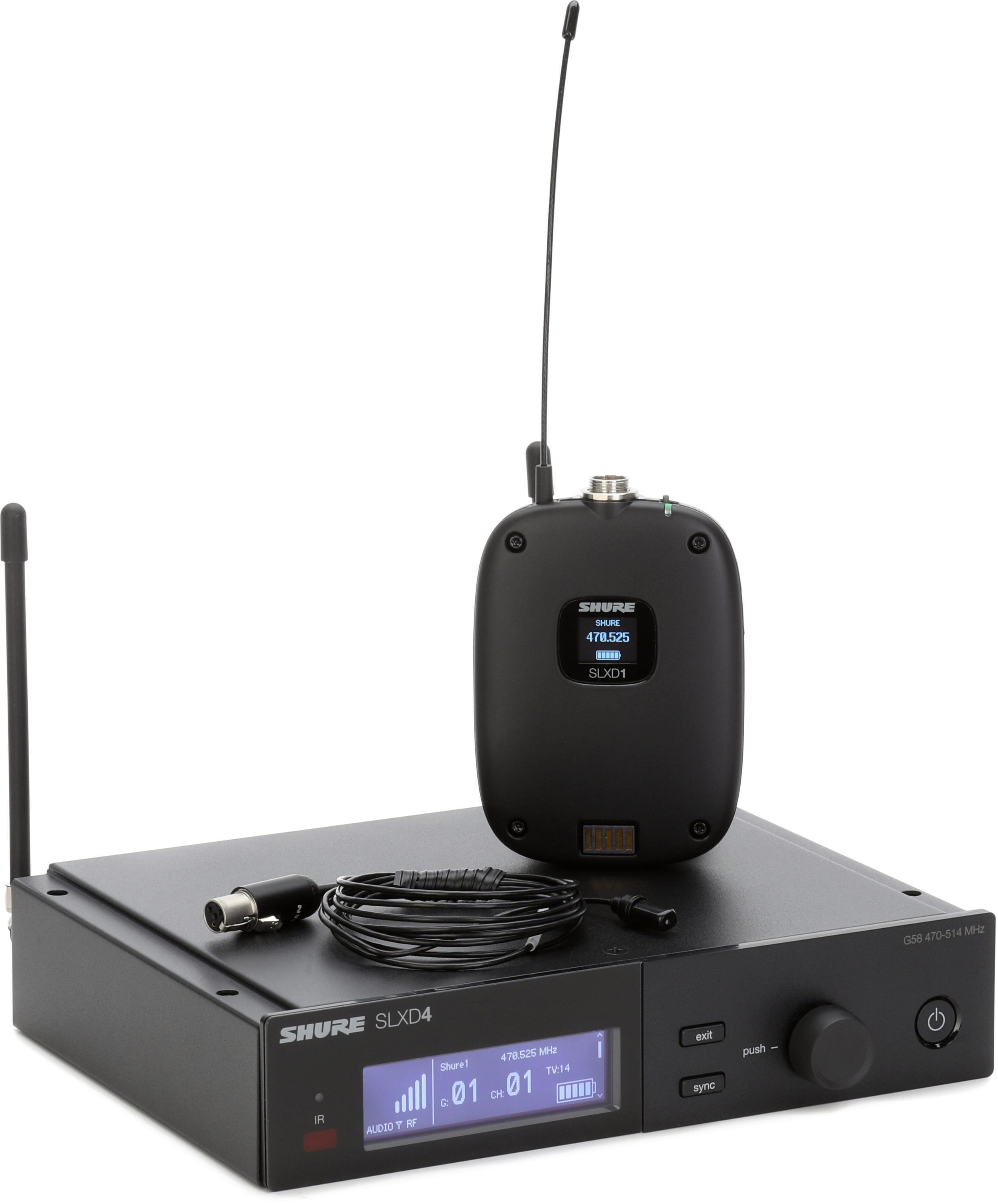 Shure SLXD14/UL4B Wireless Lavalier Microphone System - G58 Band | Sweetwater