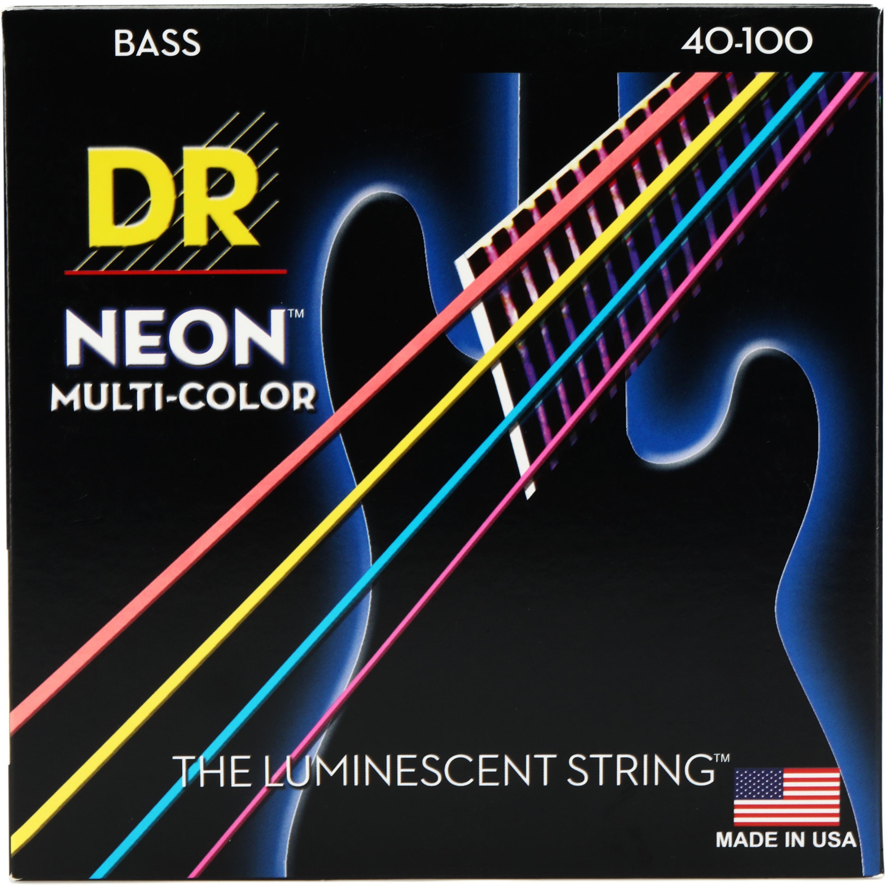 DR Strings NMCB-40 Hi-Def Neon Multi-Color K3 Coated Bass Guitar ...
