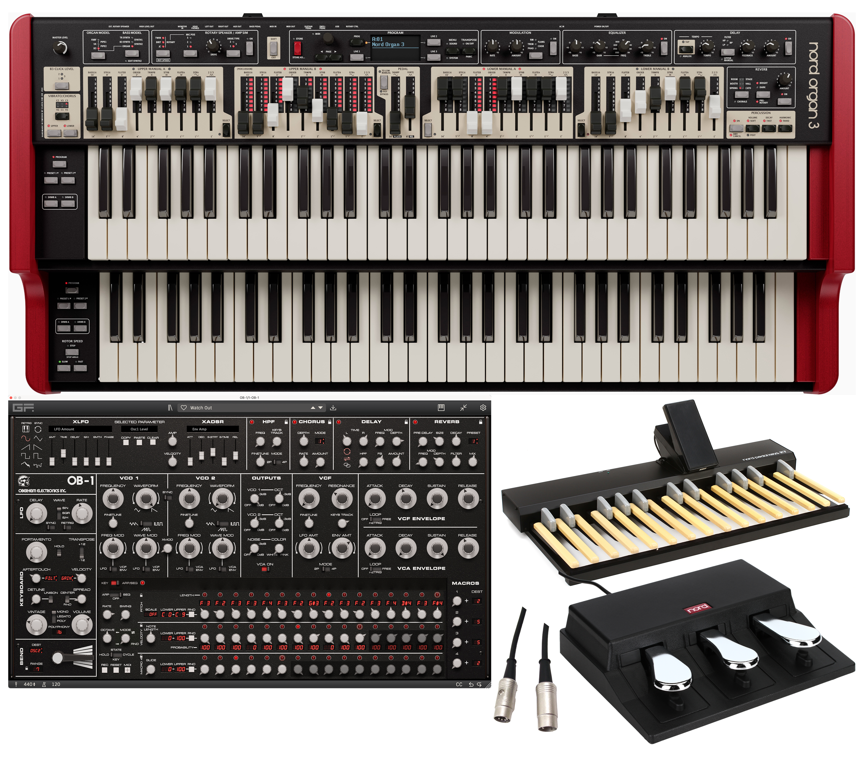 Nord Organ 3 Dual 61-key Combo Organ Bundle with GForce Oberheim OB-1 ...