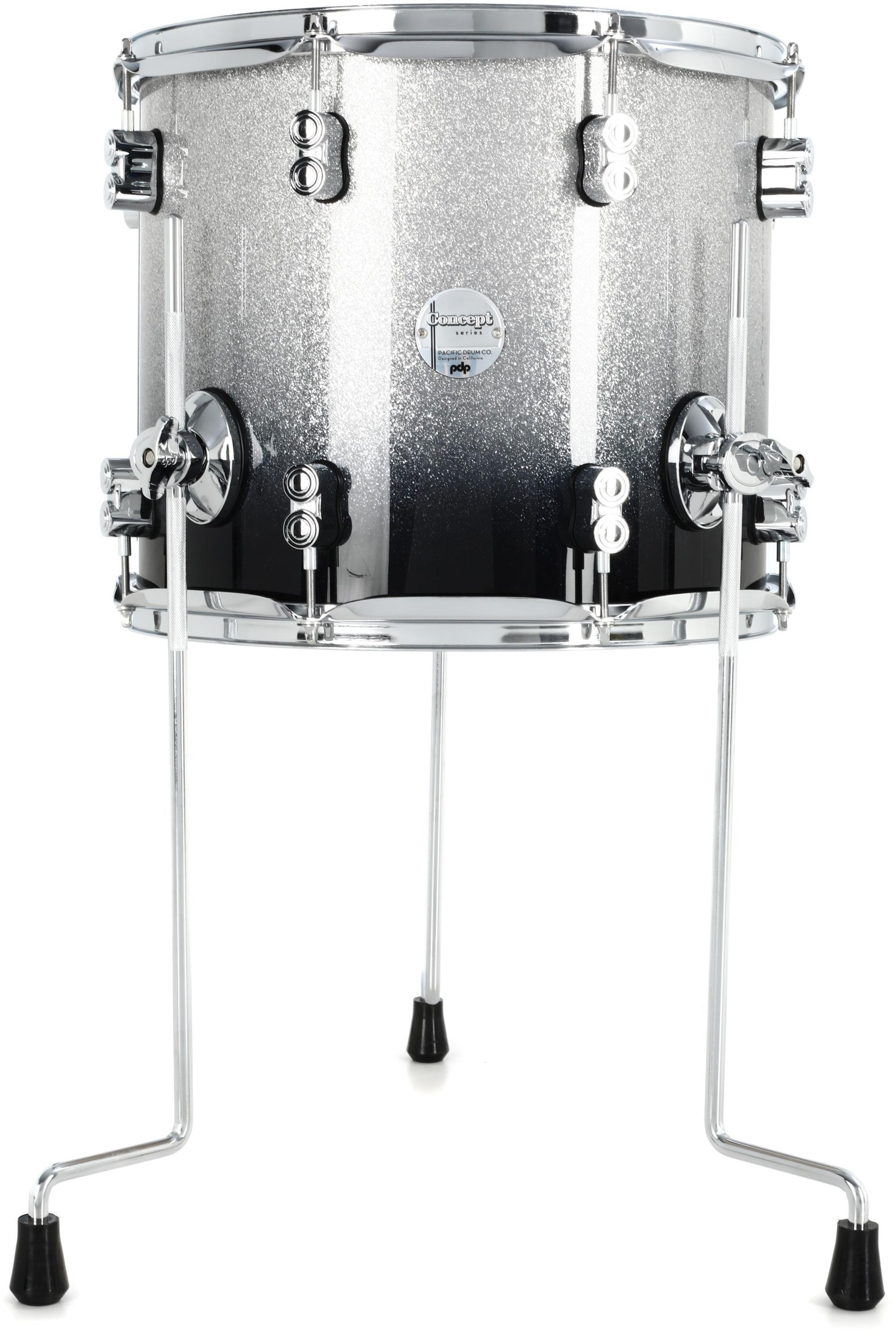 PDP Concept Maple Floor Tom - 12 x 14 inch - Silver to Black Fade ...