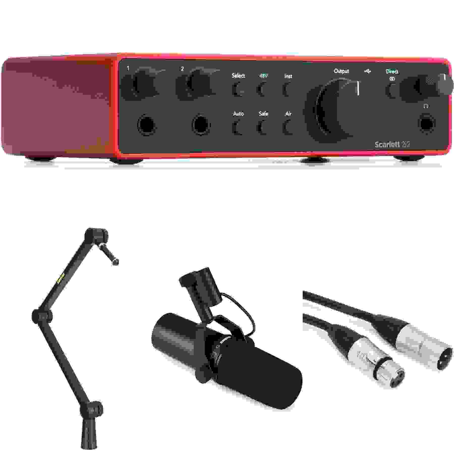 Focusrite Scarlett 2i2 4th Gen USB Audio Interface and Shure SM7dB ...