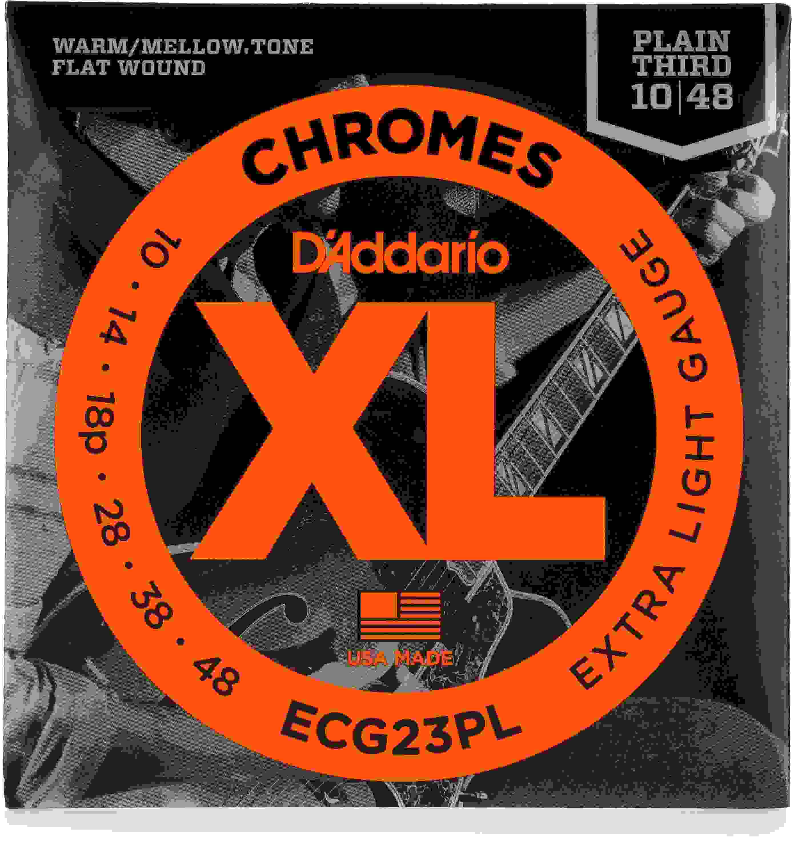 D'Addario XL Chromes Flatwound Electric Guitar Strings - .010-.048 ...