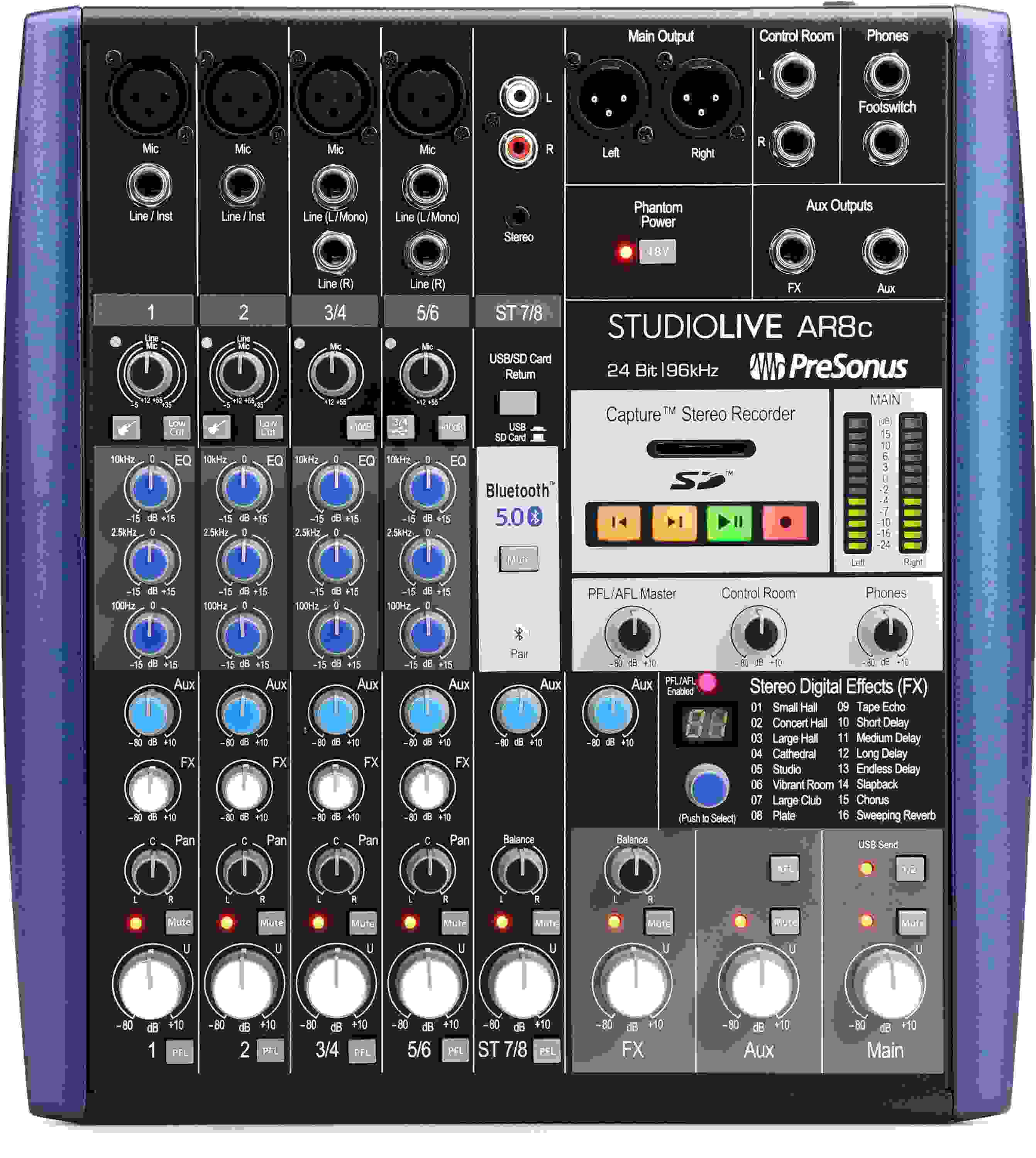 PreSonus StudioLive AR8c Mixer and Audio Interface with Effects ...