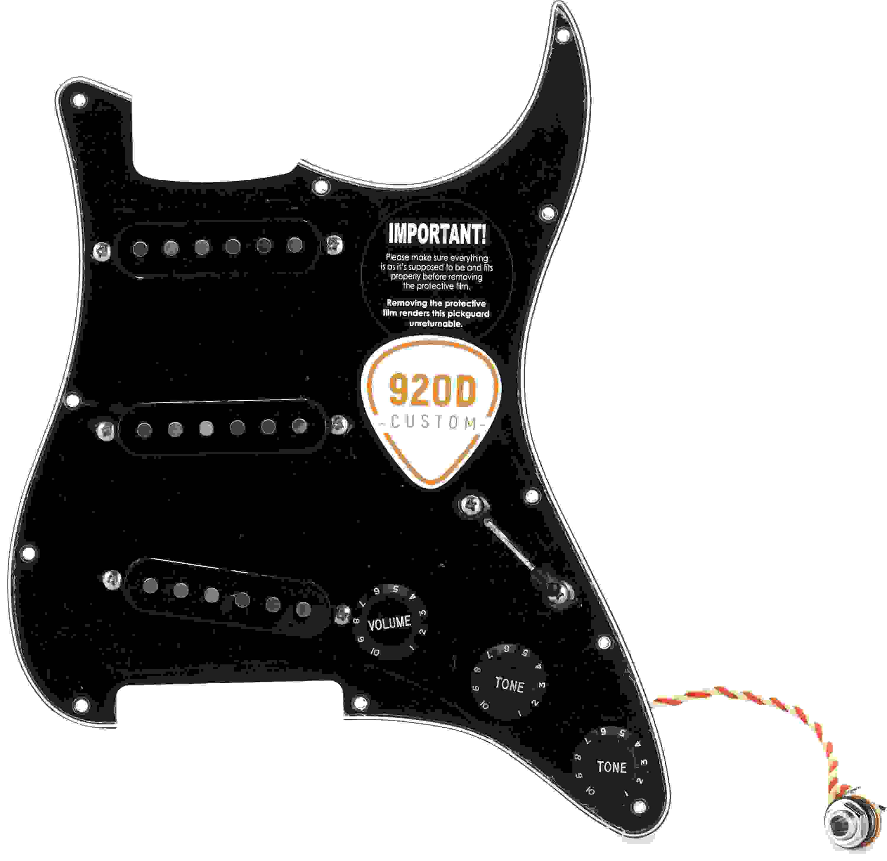 920D Custom Texas Vintage Loaded Stratocaster Pickguard - Black | Sweetwater