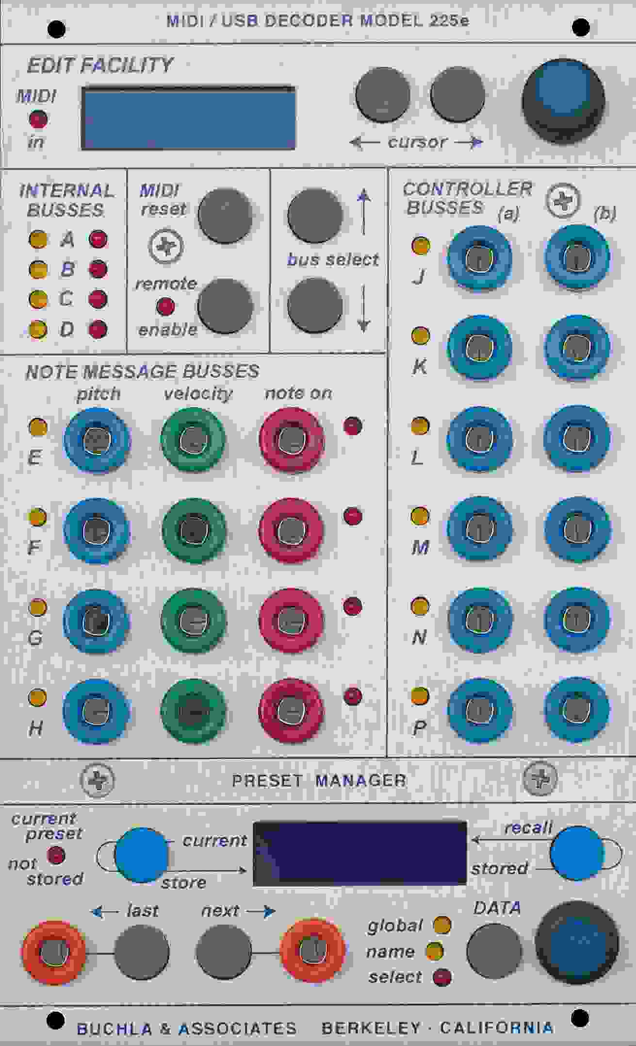 Buchla 225e MIDI Decoder/Preset Manager Module | Sweetwater