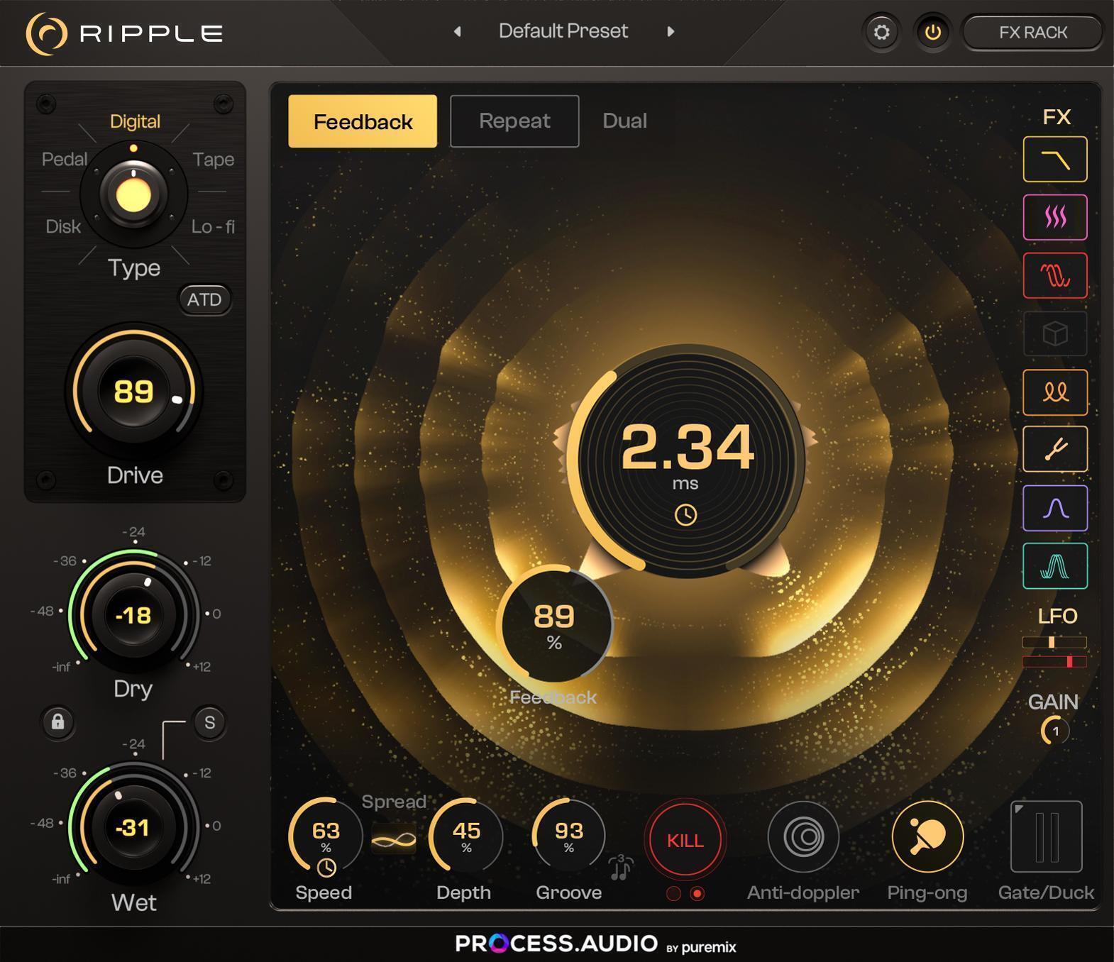 PROCESS.AUDIO Ripple Delay Plug-in | Sweetwater