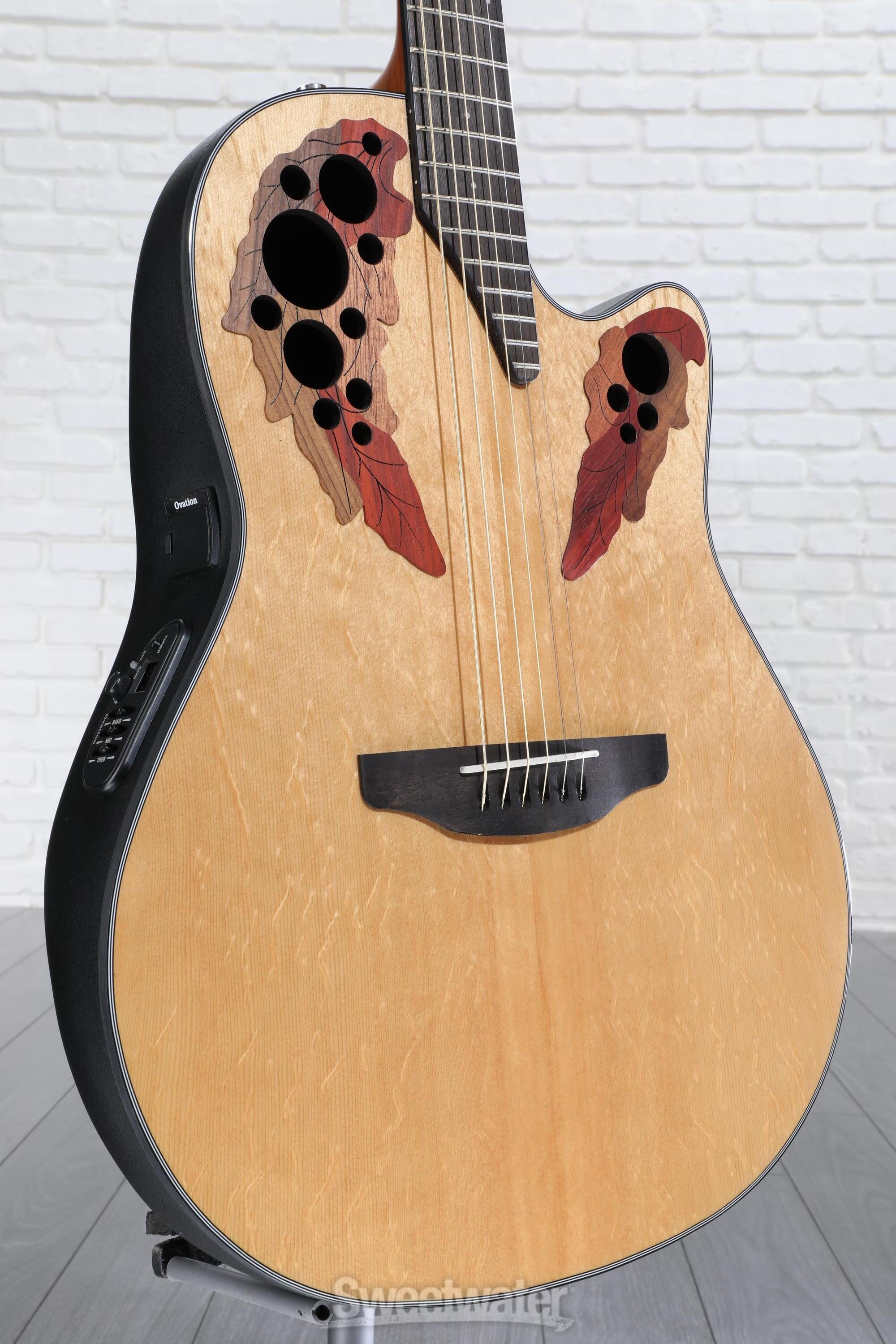 Ovation Elite Celebrity Mid-Depth Acoustic-Electric Guitar - Natural ...