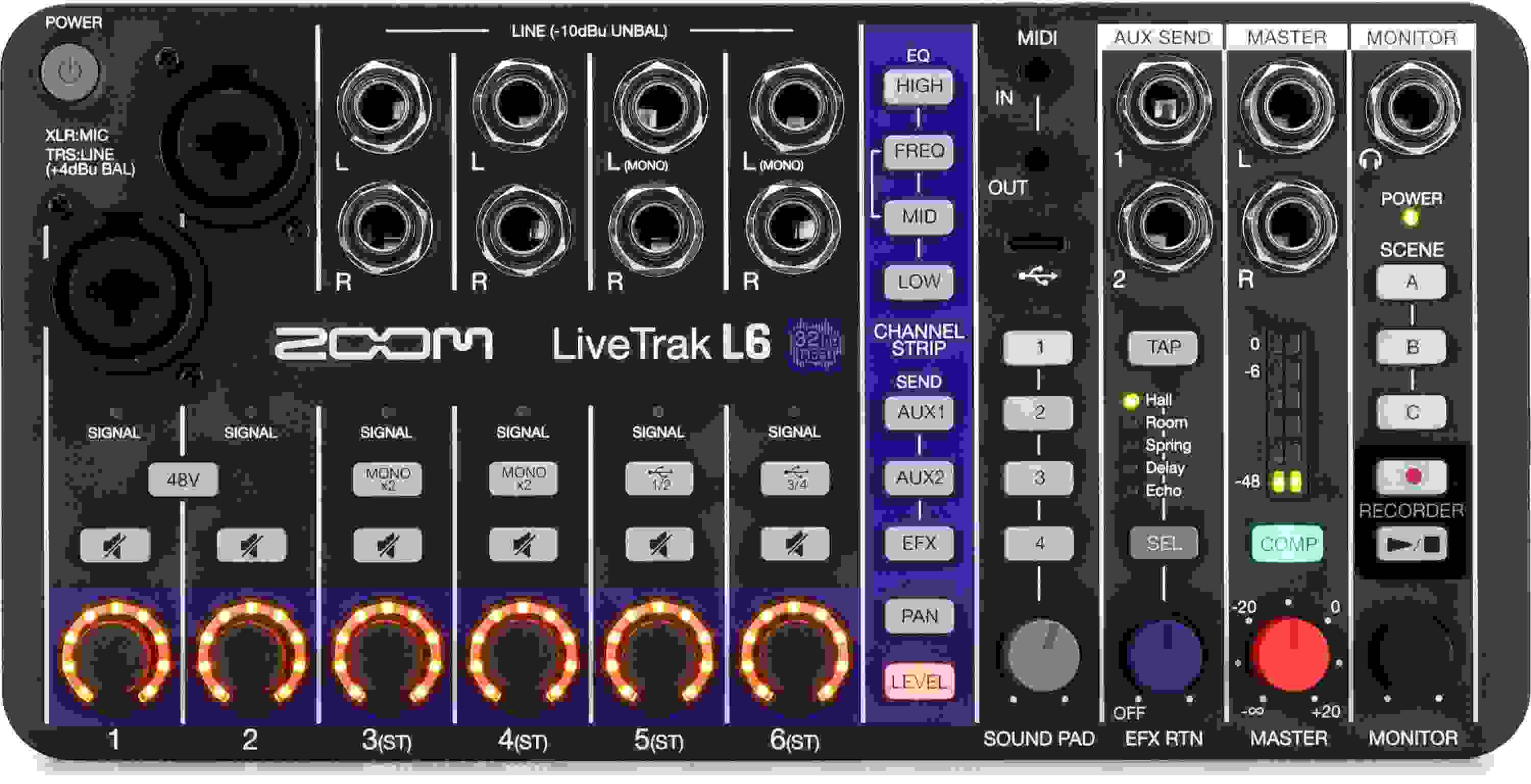 Zoom LiveTrak L6 10-channel Compact Digital Mixer | Sweetwater