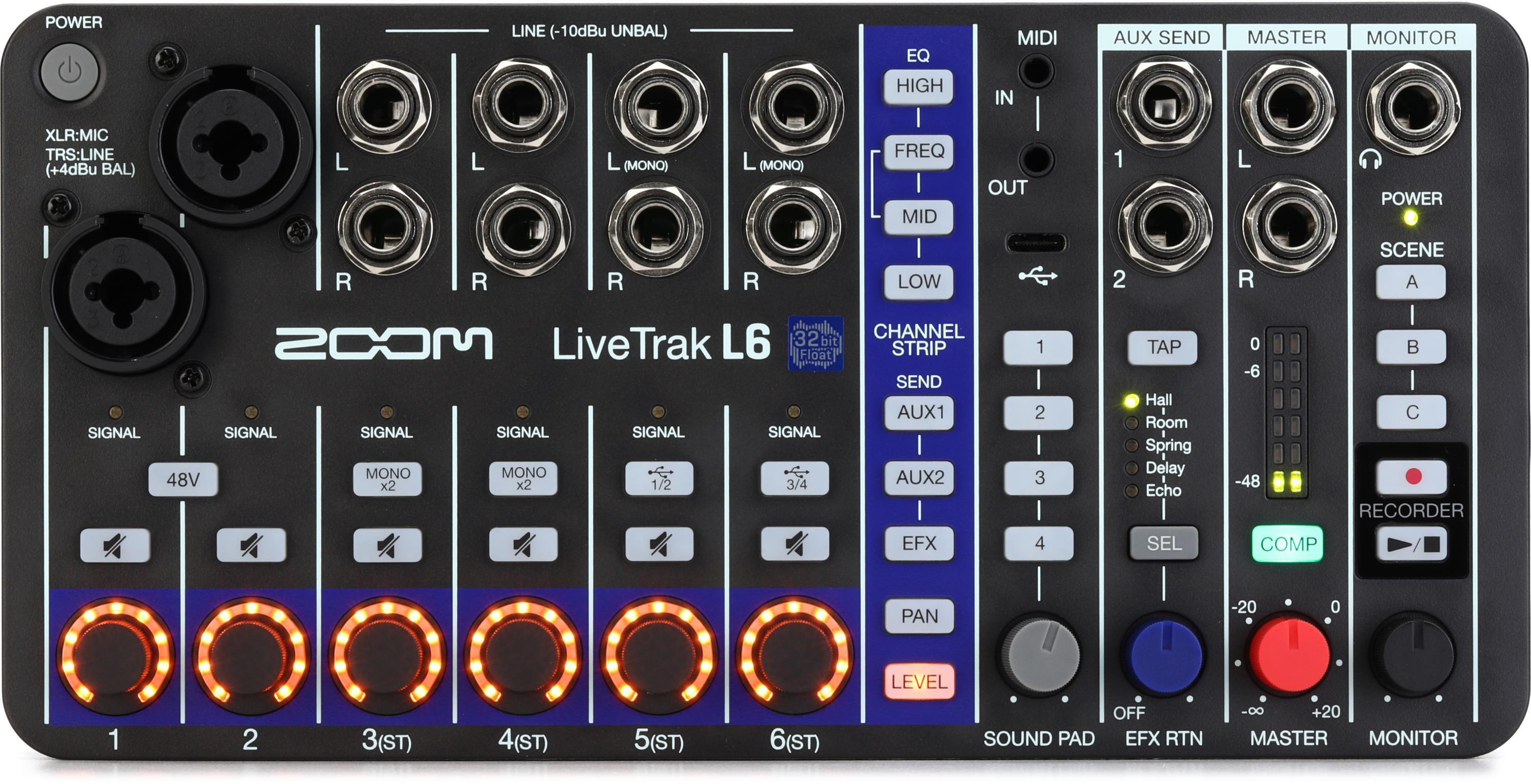 Zoom LiveTrak L6 10-channel Compact Digital Mixer | Sweetwater