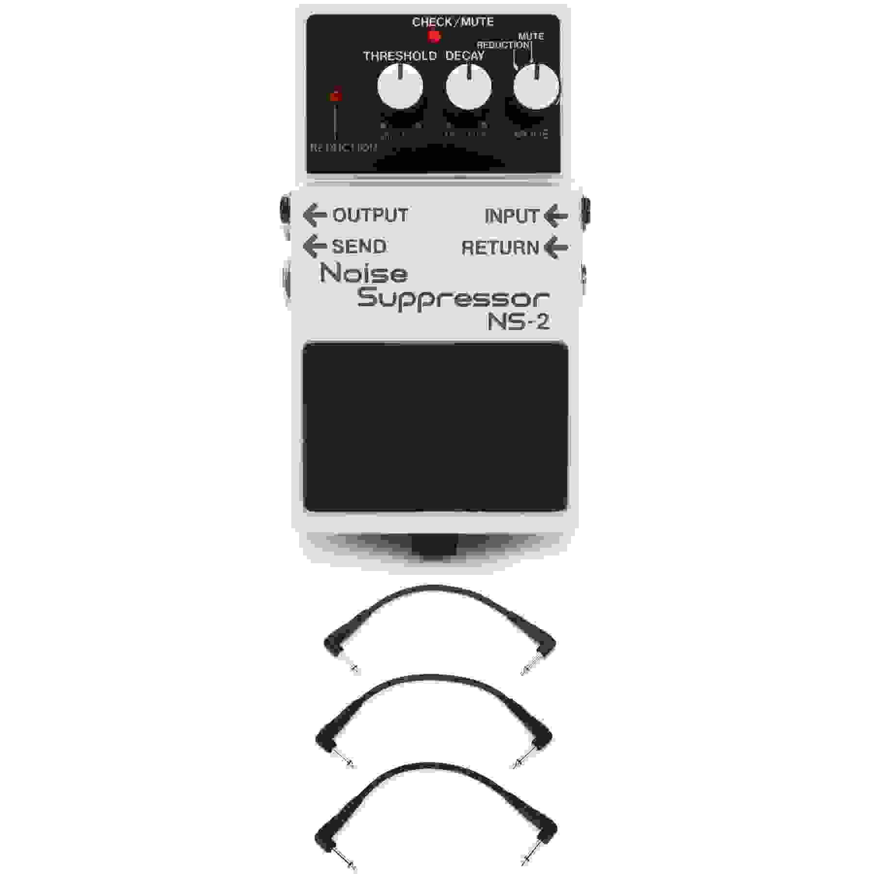Boss NS-2 Noise Suppressor Pedal with 3 Patch Cables | Sweetwater