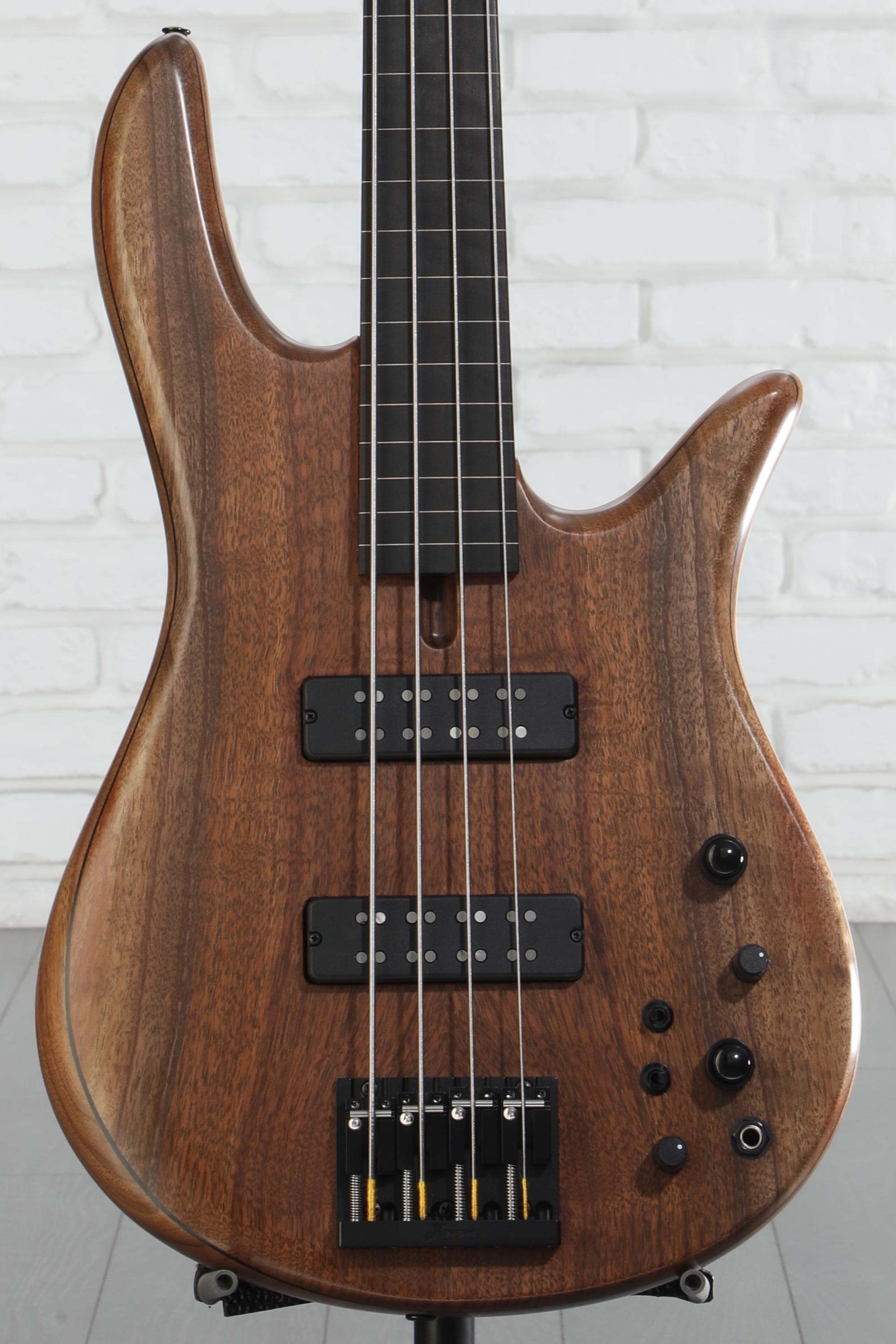 Fodera Monarch 4 Standard Fretless Bass Guitar - Natural Figured Walnut ...