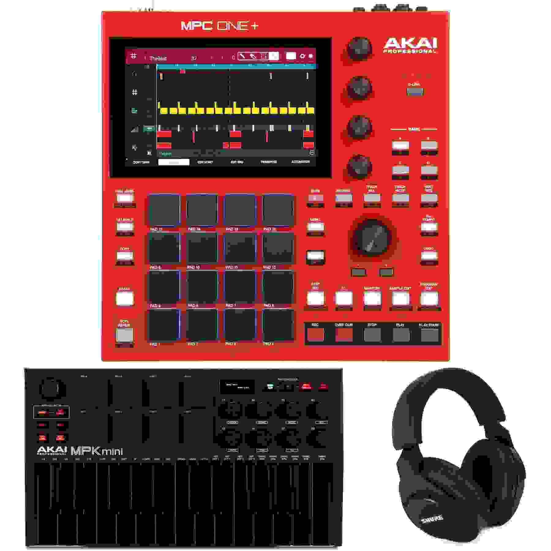 Akai Professional MPC One+ Standalone Sampler and Sequencer with Black Keyboard Controller and ...