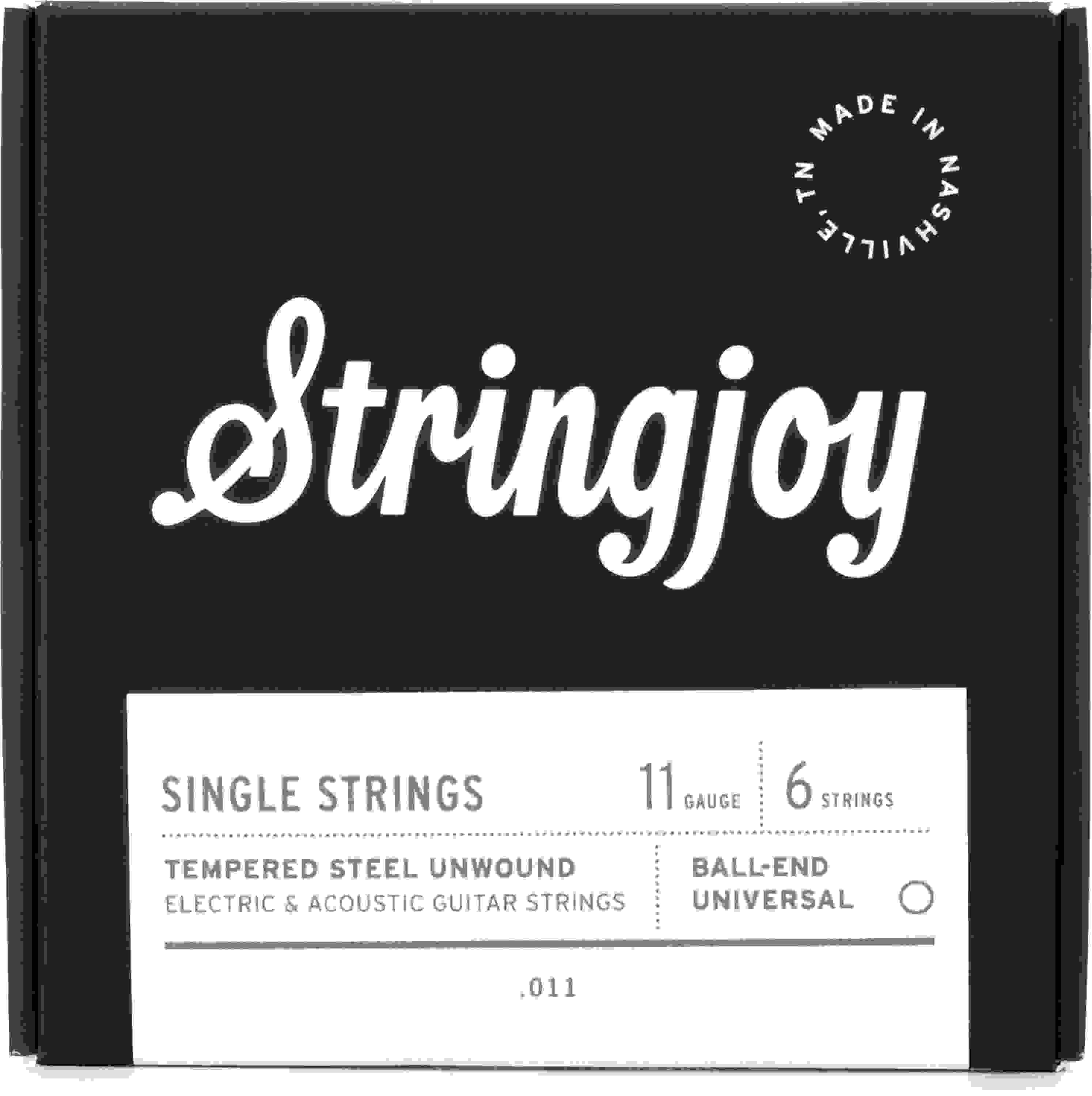 Stringjoy Single Electric or Acoustic Unwound Guitar Strings - .011 (6 ...