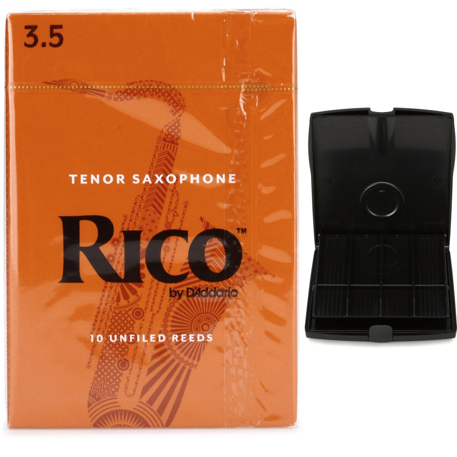 D'Addario Rico Tenor Saxophone Reeds (10-pack) with Reed Vitalizer Case ...
