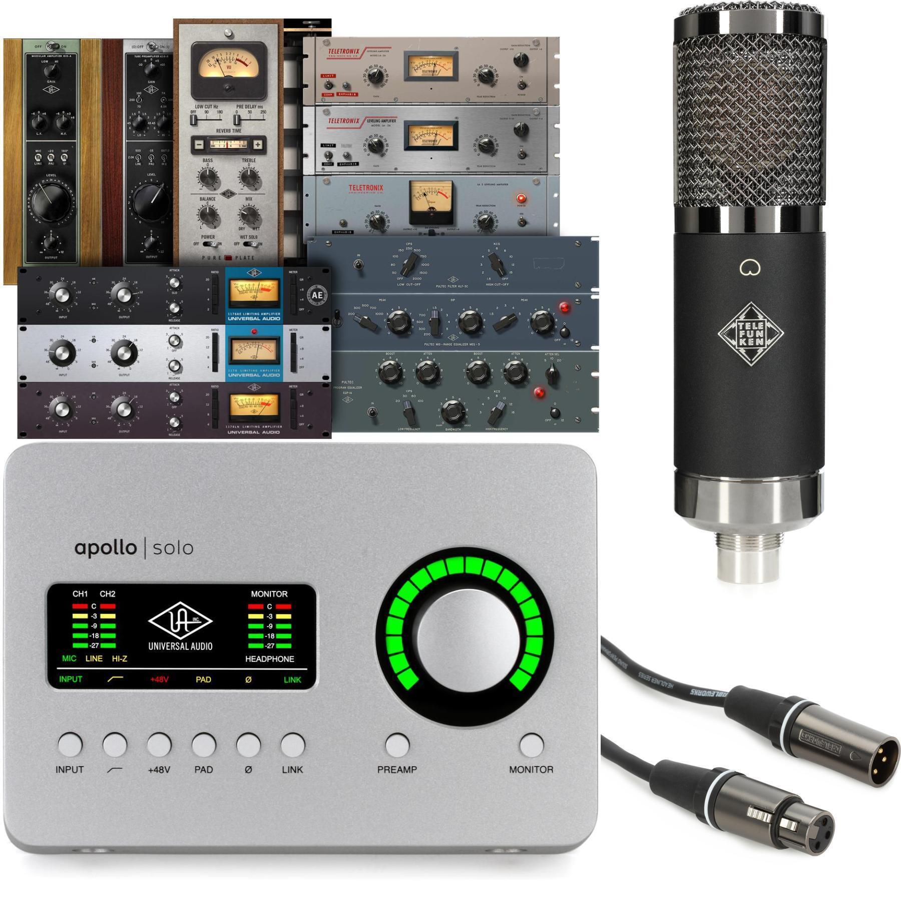 Universal Audio Apollo Solo Heritage Edition Thunderbolt 3 Audio Interface with Telefunken TF17 ...