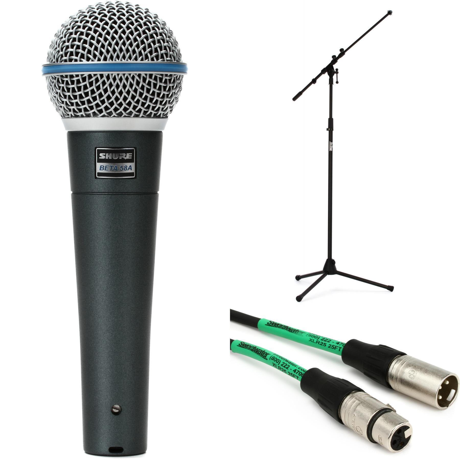 Shure Beta 58A Handheld Microphone Bundle with Stand and Cable | Sweetwater