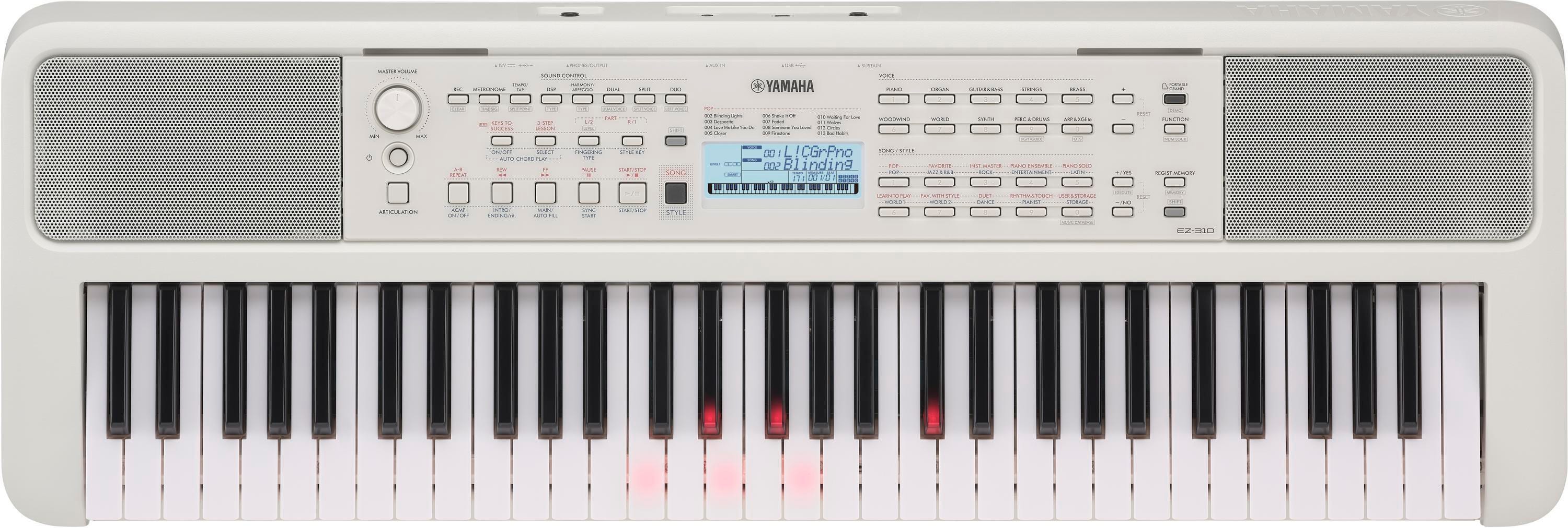 Yamaha EZ310 61-key Portable Keyboard with Lighted Keys and PA130 Power ...