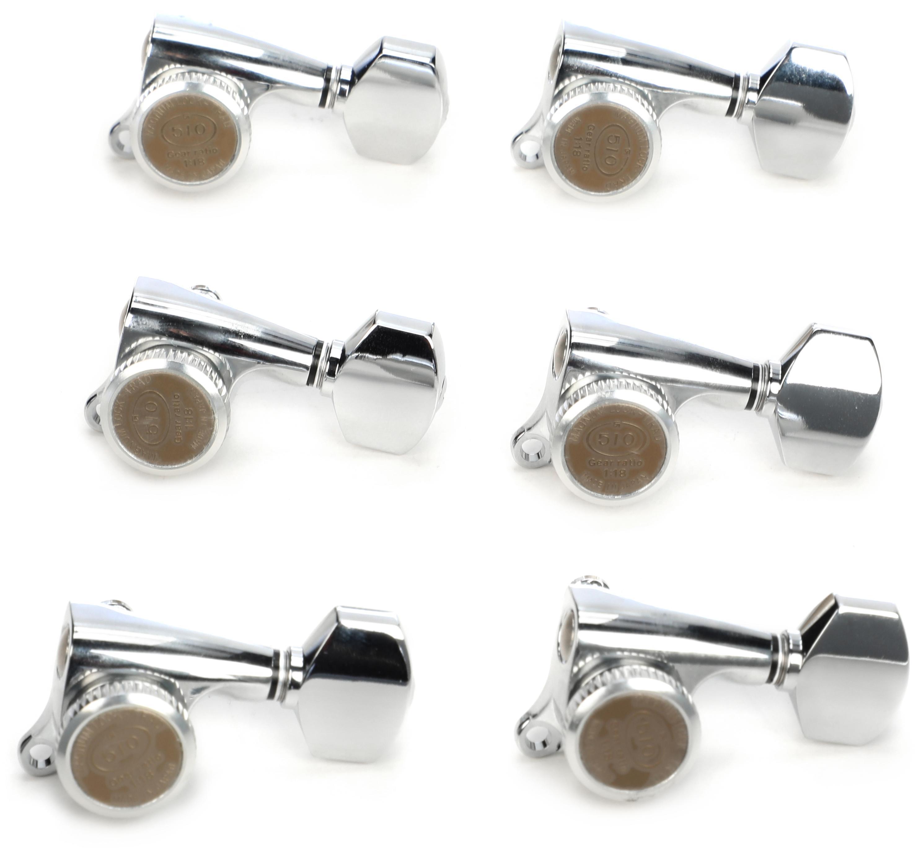 Gotoh SGS510Z-A07 MG-T Locking Tuners - 6 In-line Right-handed, Chrome ...