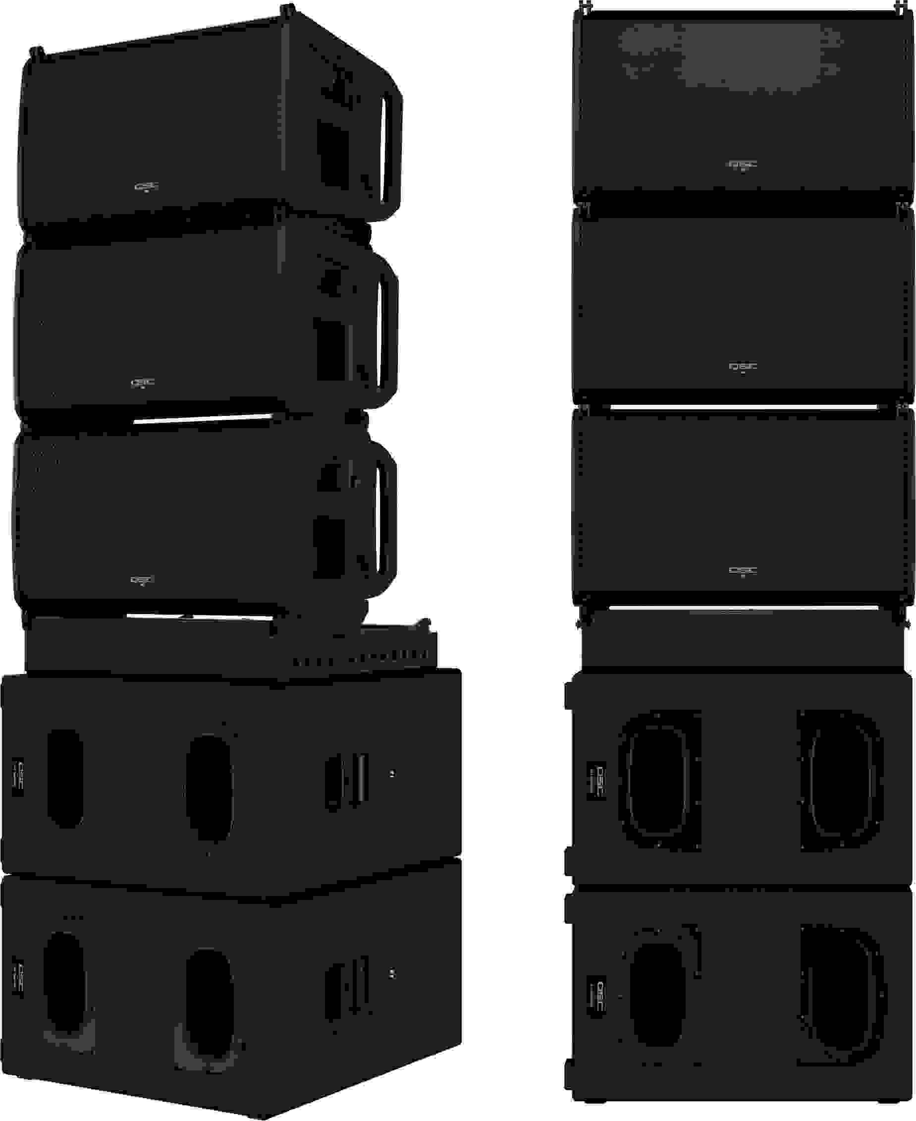 QSC Triple LA112 2,400W 12-inch Active Line Array Speaker and Dual KS212C Cardioid 3600W Dual 12 ...
