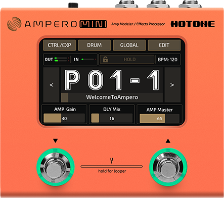 Hotone Ampero Mini Amp Modeler and Effects Processor - Orange | Sweetwater