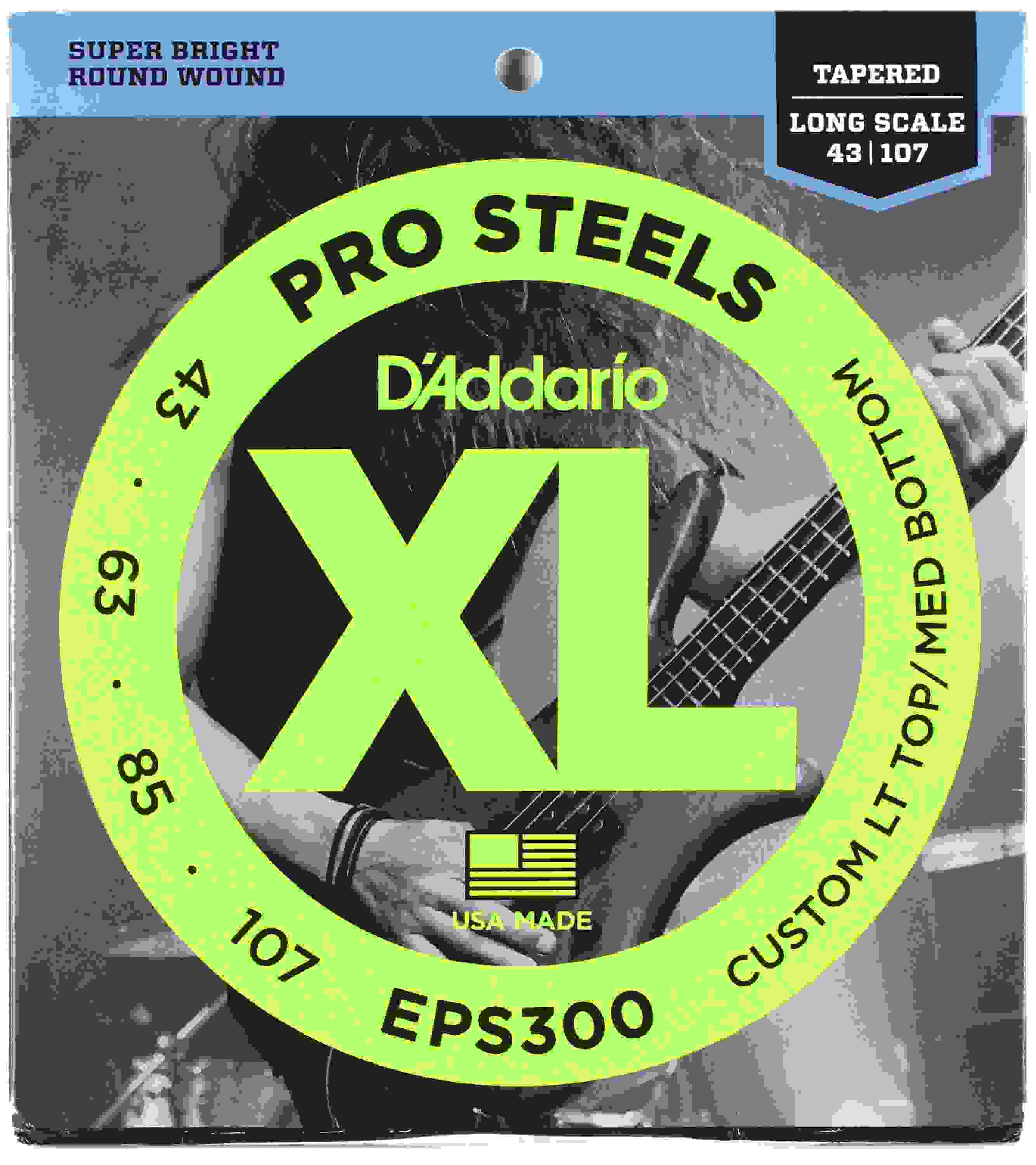 D'Addario EPS300 Pro Steels Tapered Roundwound Steel Bass Guitar ...