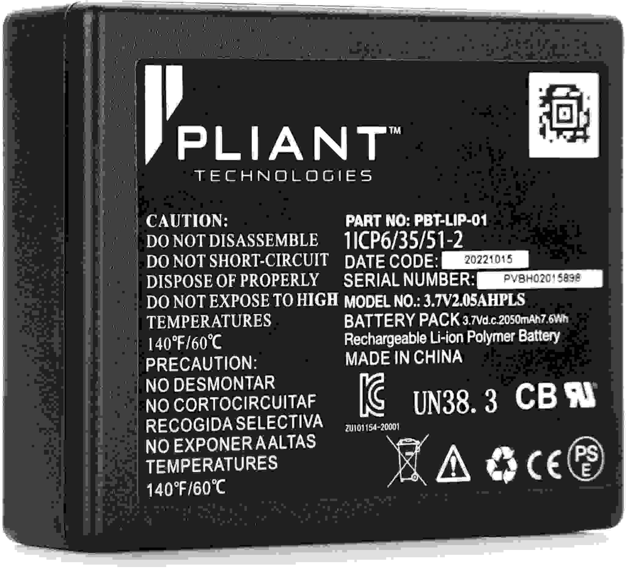 Pliant Technologies PBT-LIP-01 Rechargeable Lithium-polymer Battery ...