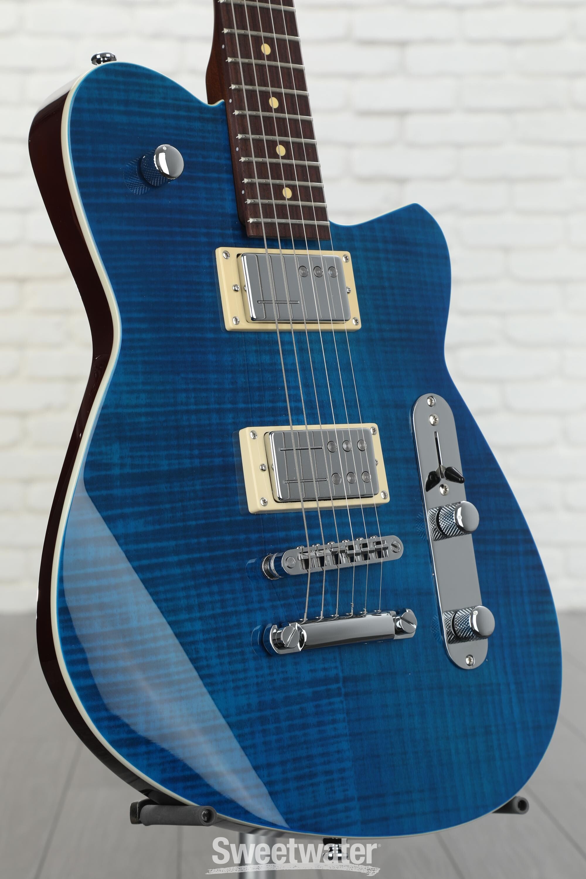 Reverend Charger RA Solidbody Electric Guitar - Transparent Blue Flame ...