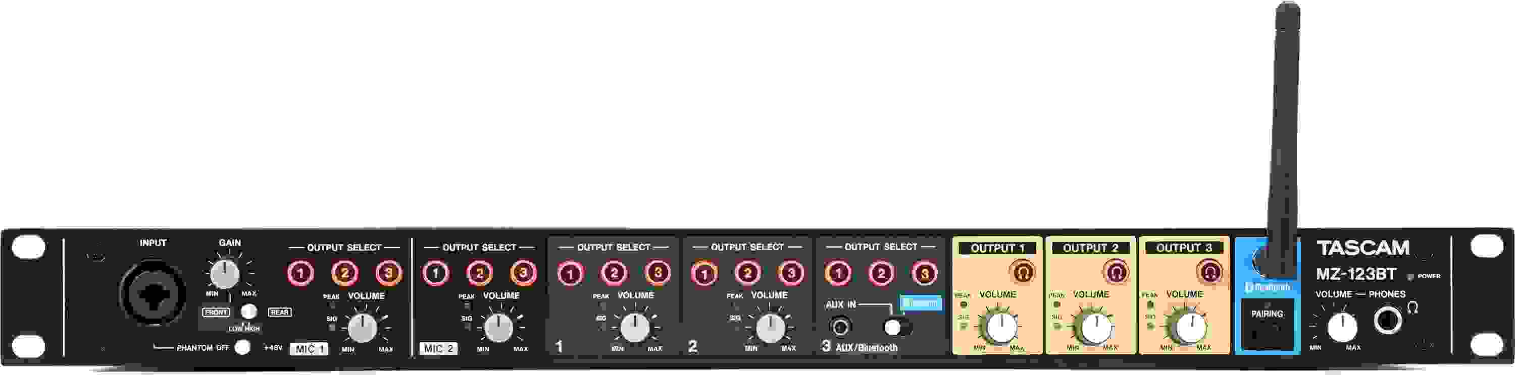 TASCAM MZ-123BT 5-channel Rackmount Multizone Mixer | Sweetwater