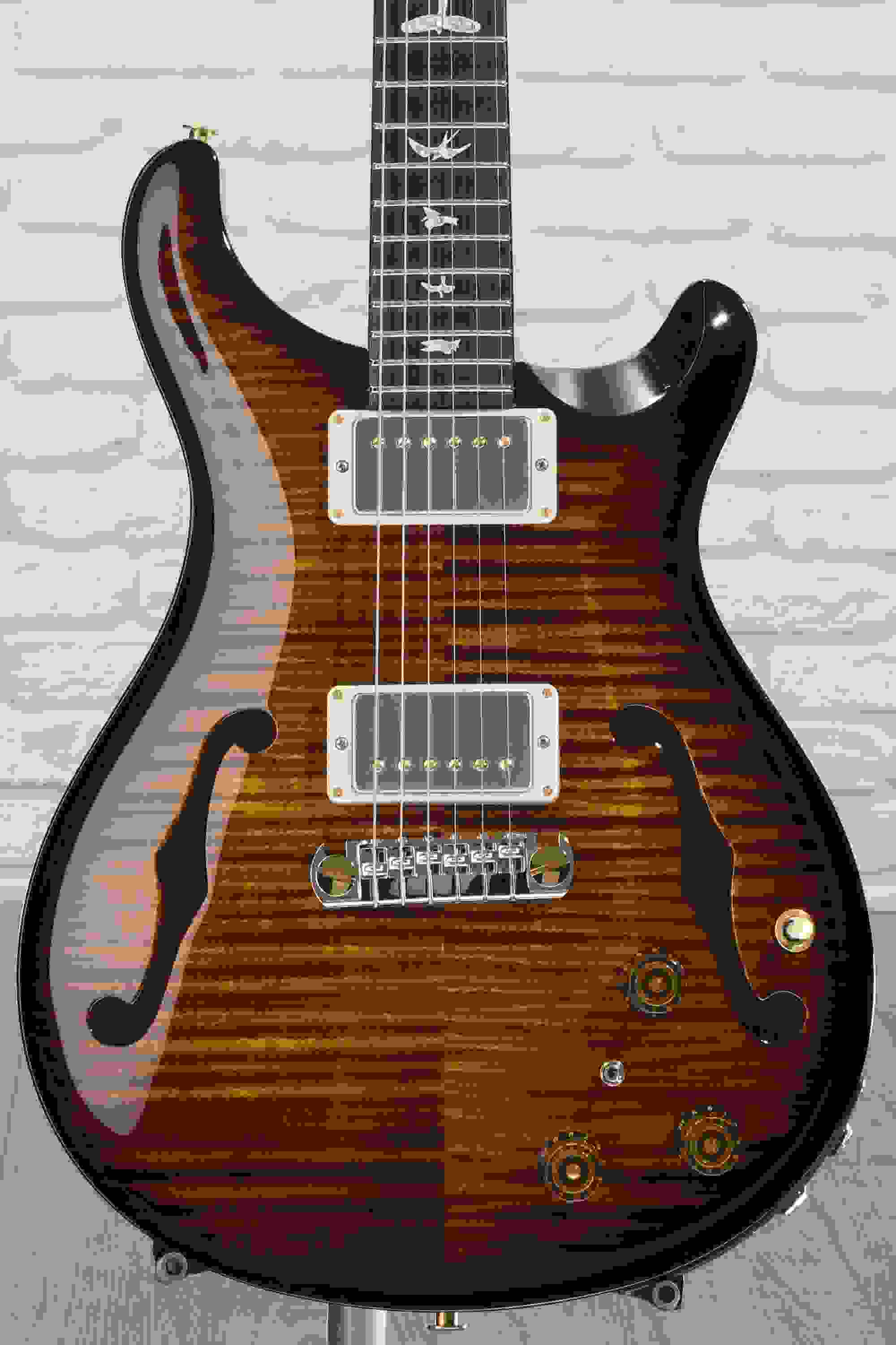 PRS Hollowbody II Piezo 10-Top Electric Guitar - Black Gold Wraparound Burst | Sweetwater
