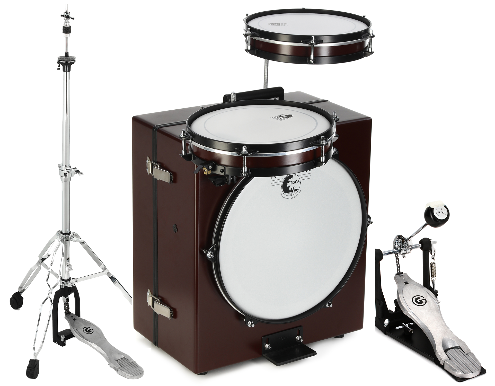 Toca Percussion Kickboxx Suitcase Drum Set with Kick Pedal and Hi-hat ...