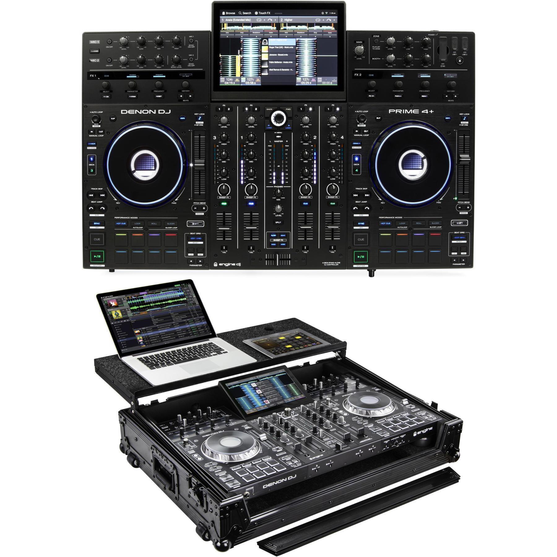 Denon DJ Prime 4+ 4-deck Standalone DJ System with Odyssey Glide Style ...
