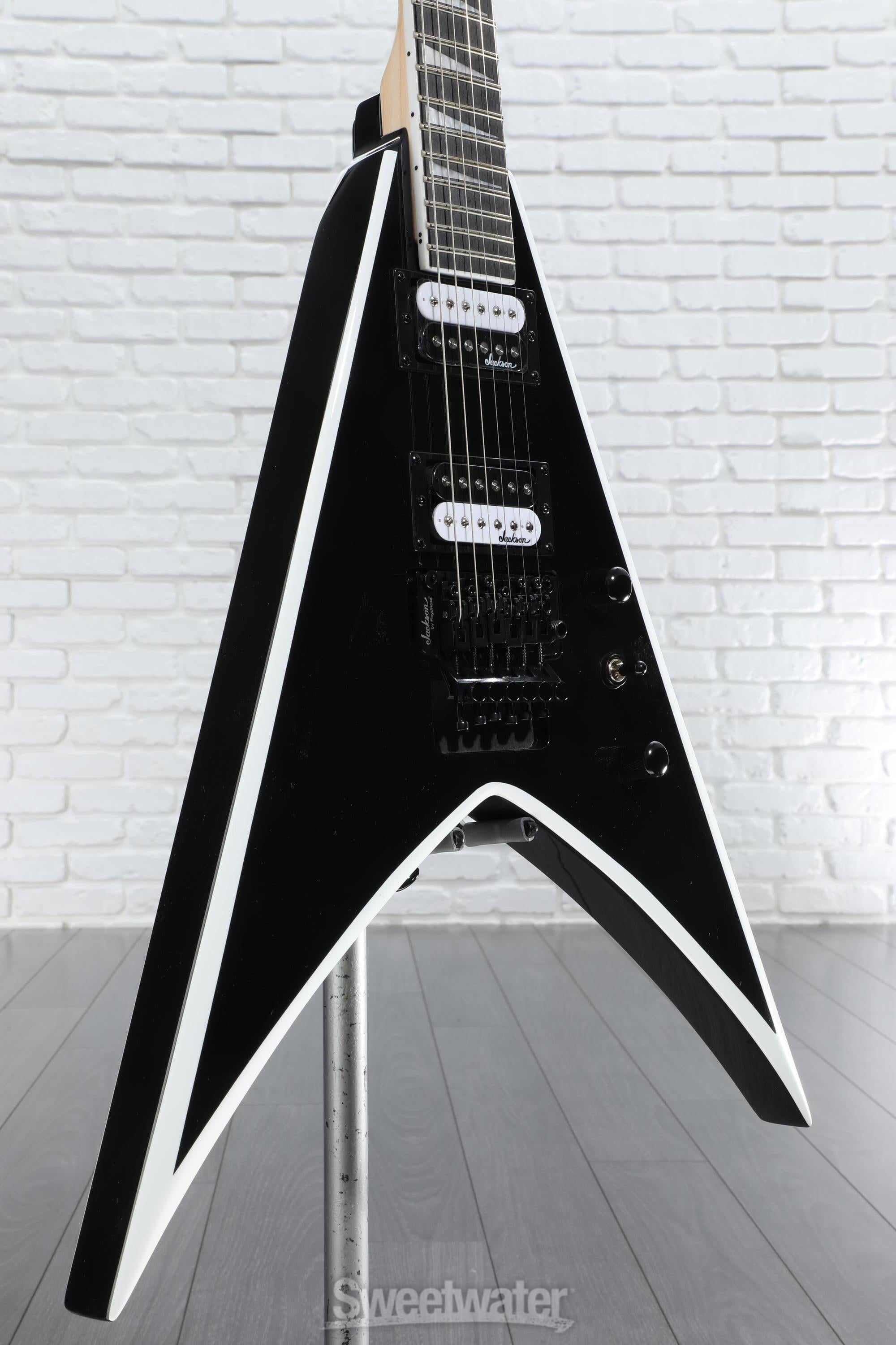 Jackson JS Series King V JS32 - Black with White Bevels | Sweetwater