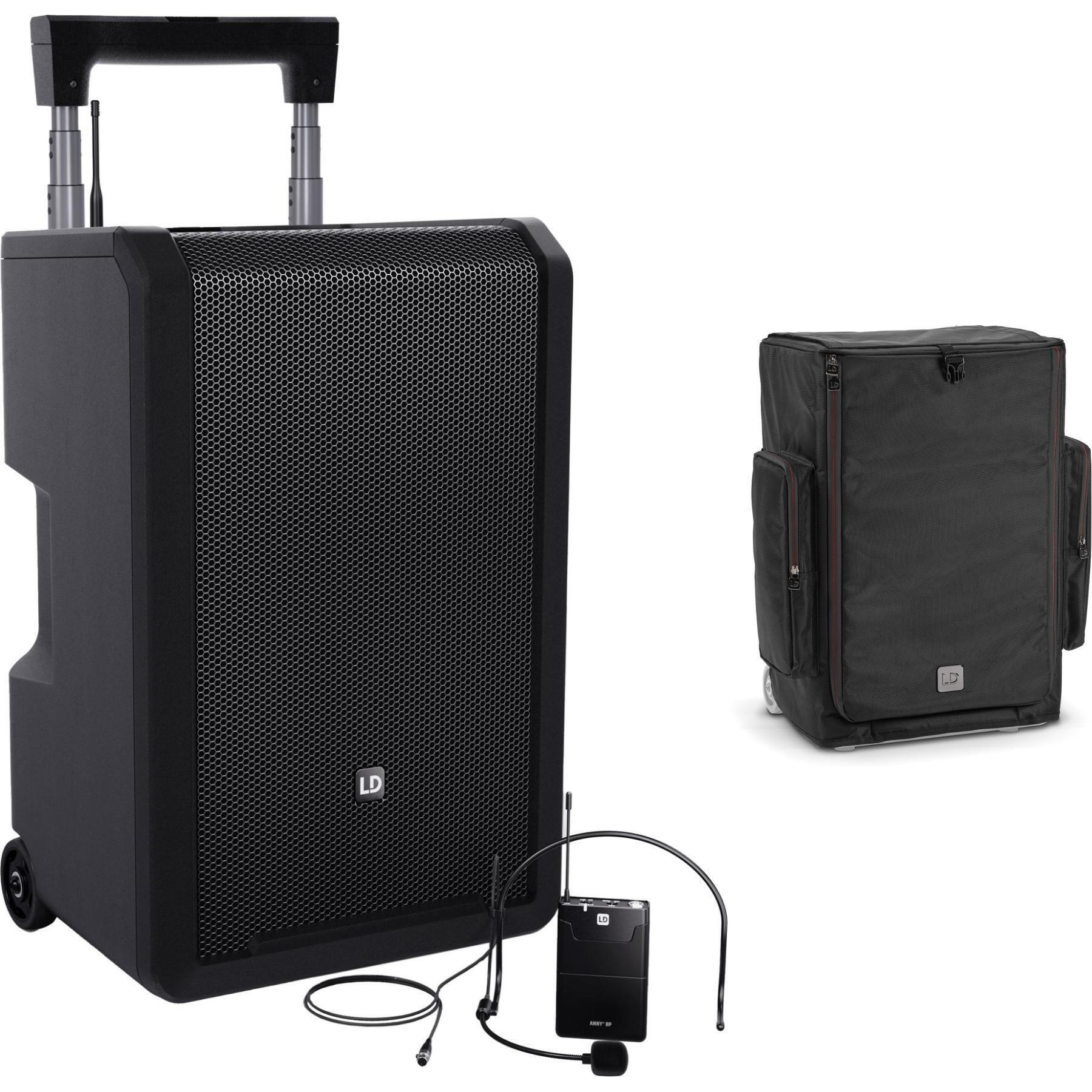 LD Systems ANNY 10 Battery-powered Loudspeaker with Headset Mic and Cover- B51 Band, Black ...