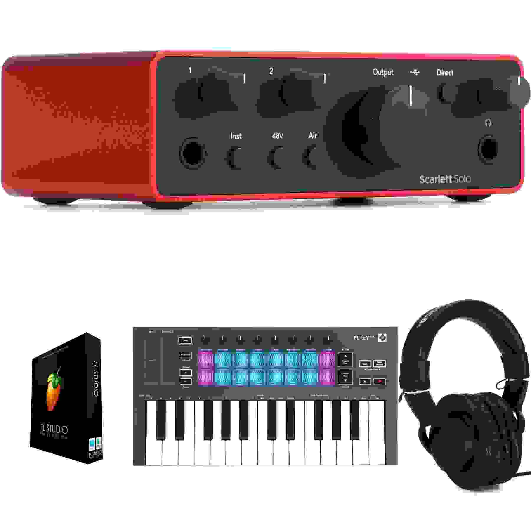 Focusrite Scarlett Solo 4th Gen USB Audio Interface and FL Studios 25 ...
