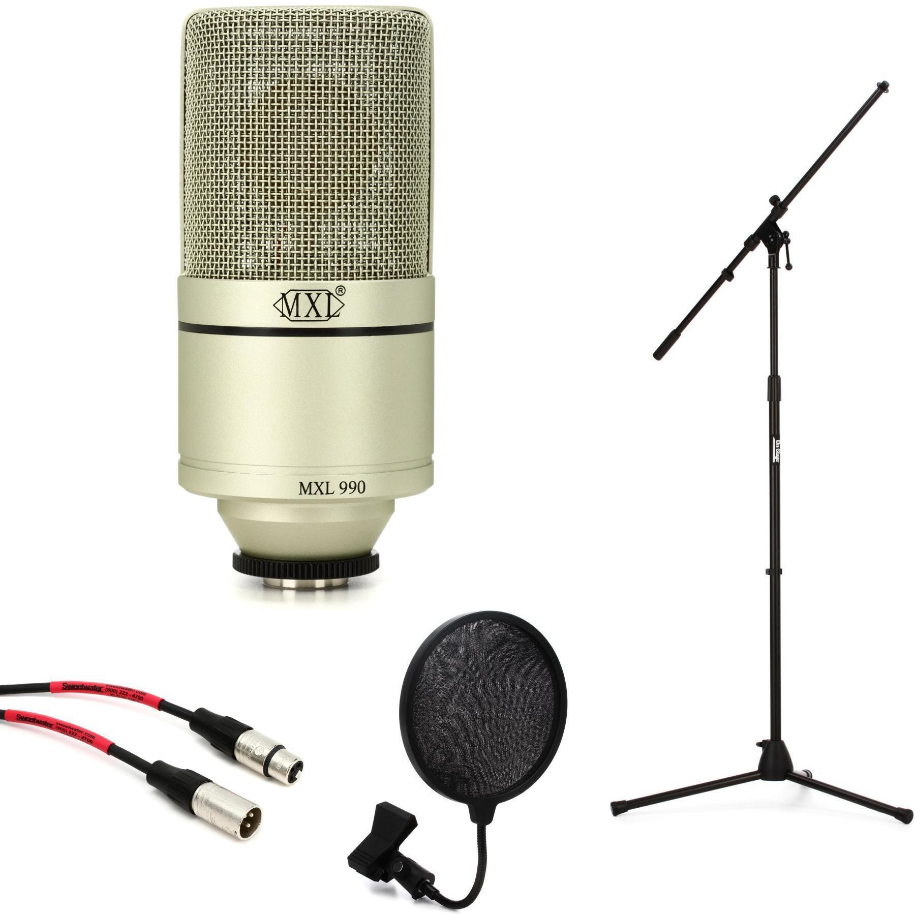 MXL 990 Large-diaphragm Condenser Microphone with Boom Stand, Pop ...