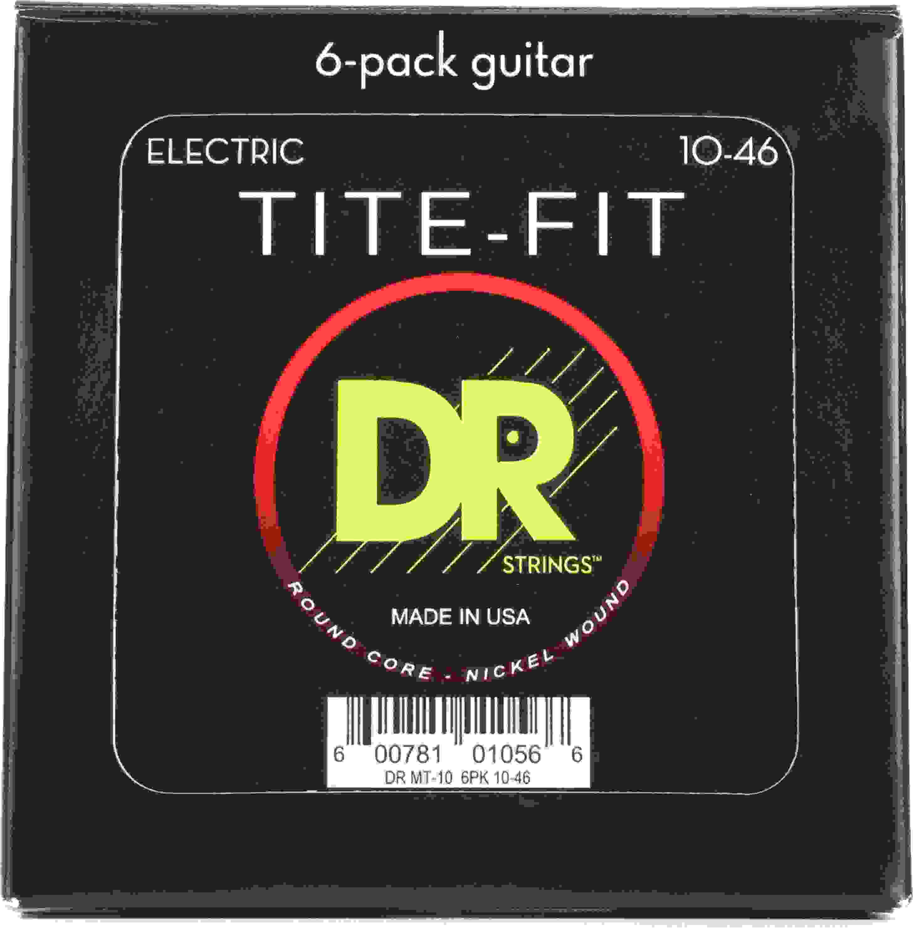 DR Strings Tite-Fit Electric Guitar Strings - .010-.046, (6-pack ...