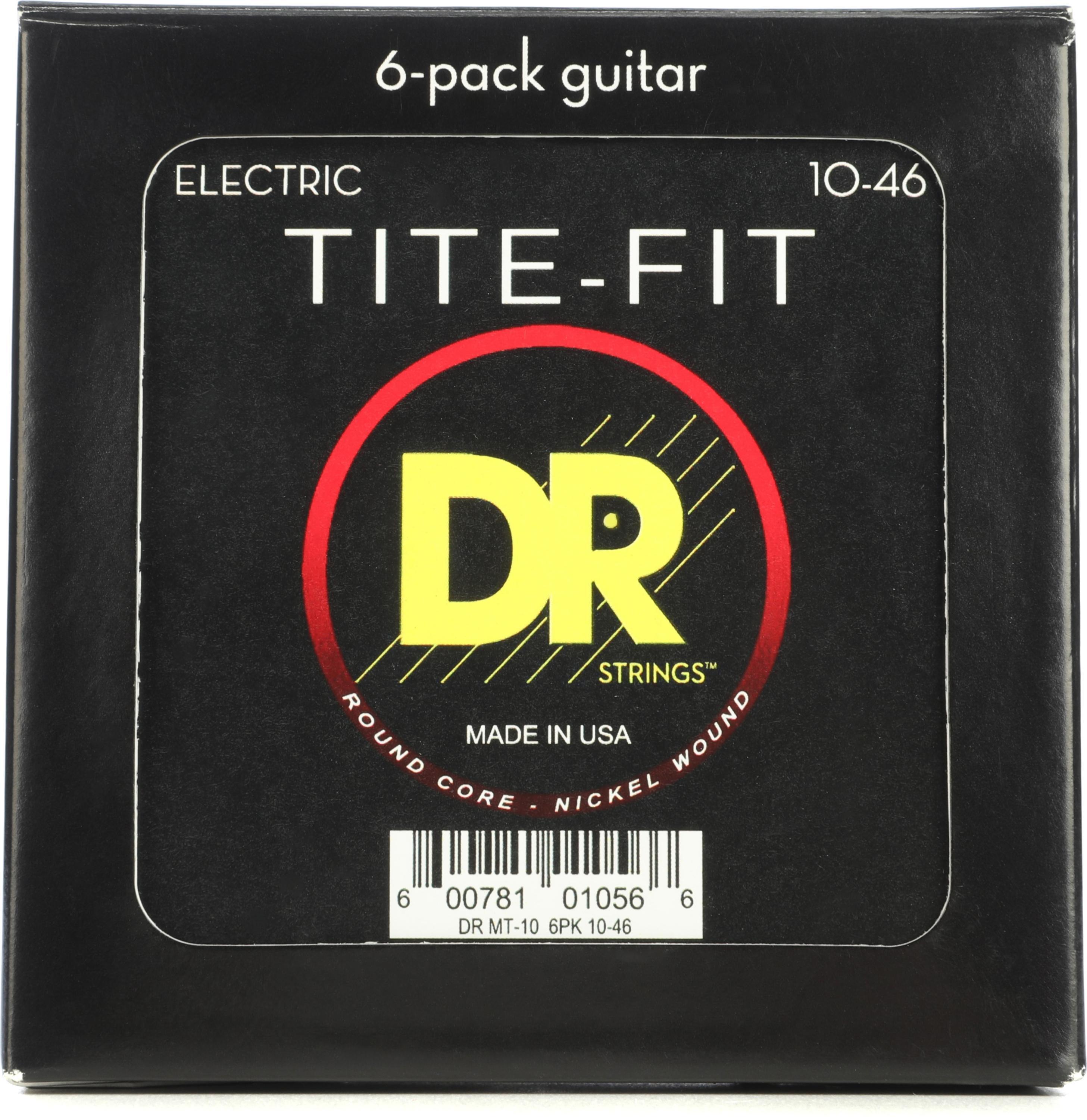 DR Strings Tite-Fit Electric Guitar Strings - .010-.046, (6-pack ...