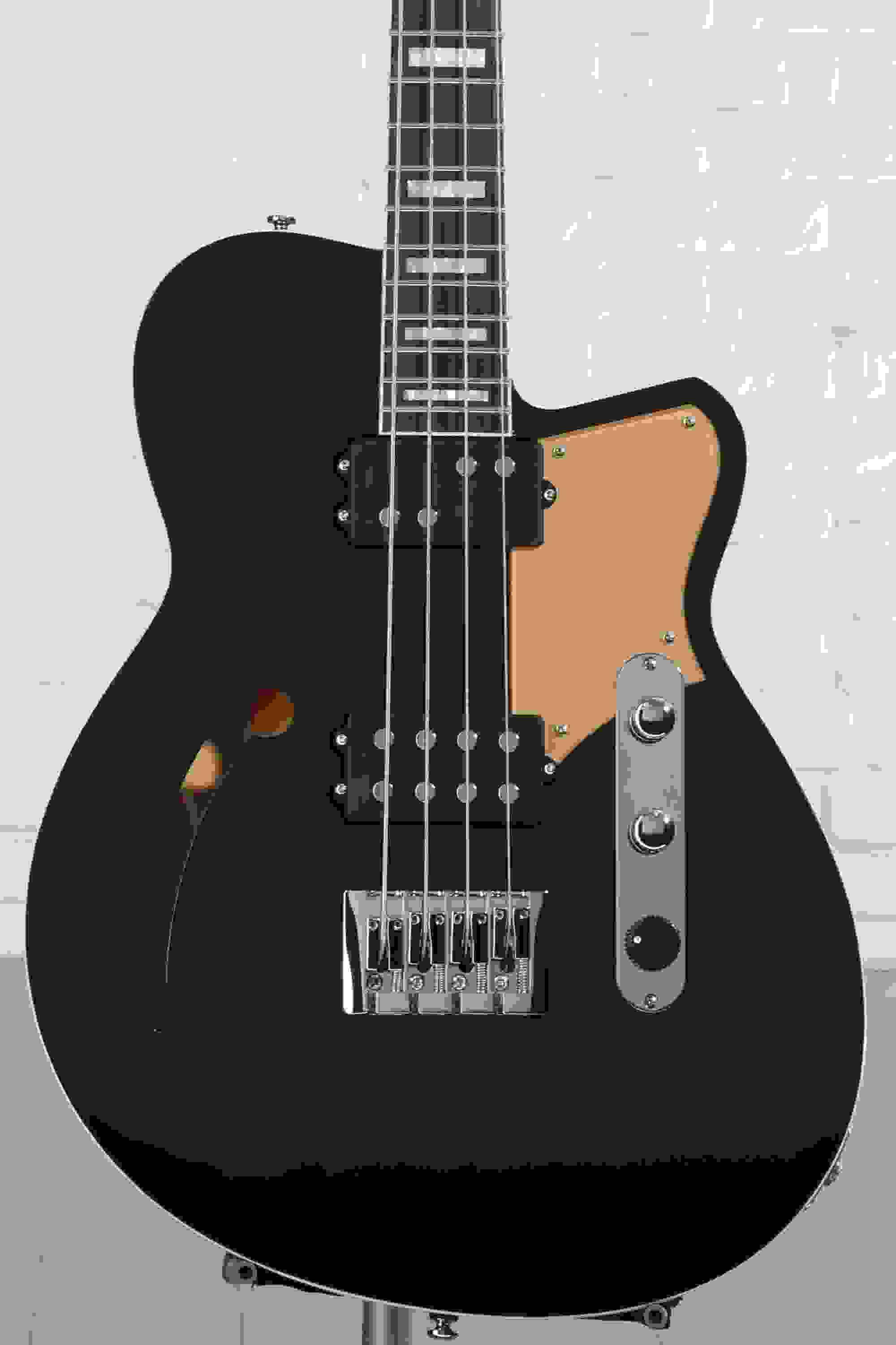Reverend Dub King Semi Hollowbody Bass Guitar Midnight Black Sweetwater