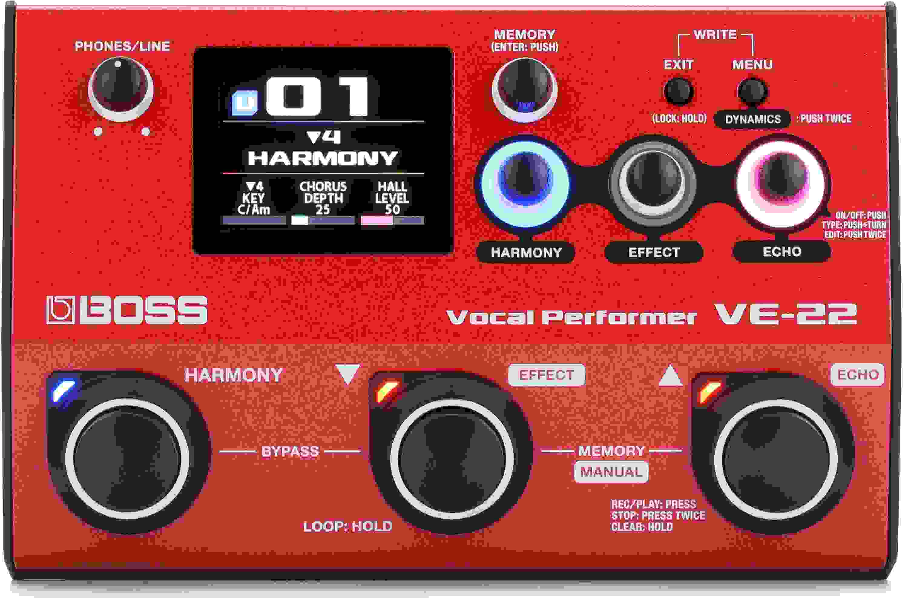 Boss VE-22 Vocal Effects and Looper Pedal | Sweetwater