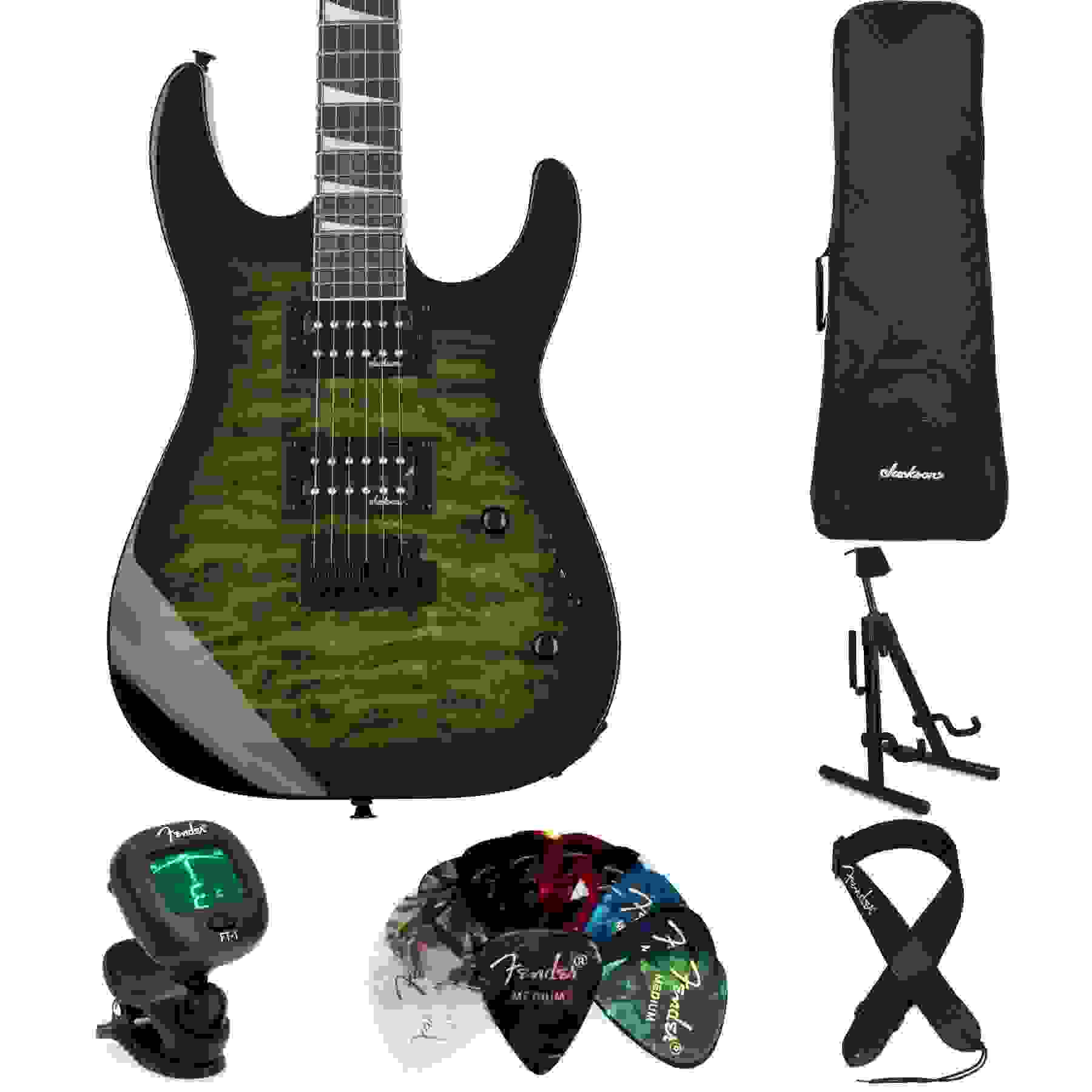 Jackson Dinky JS20 DKQ Electric Guitar Essentials Bundle - Transparent ...