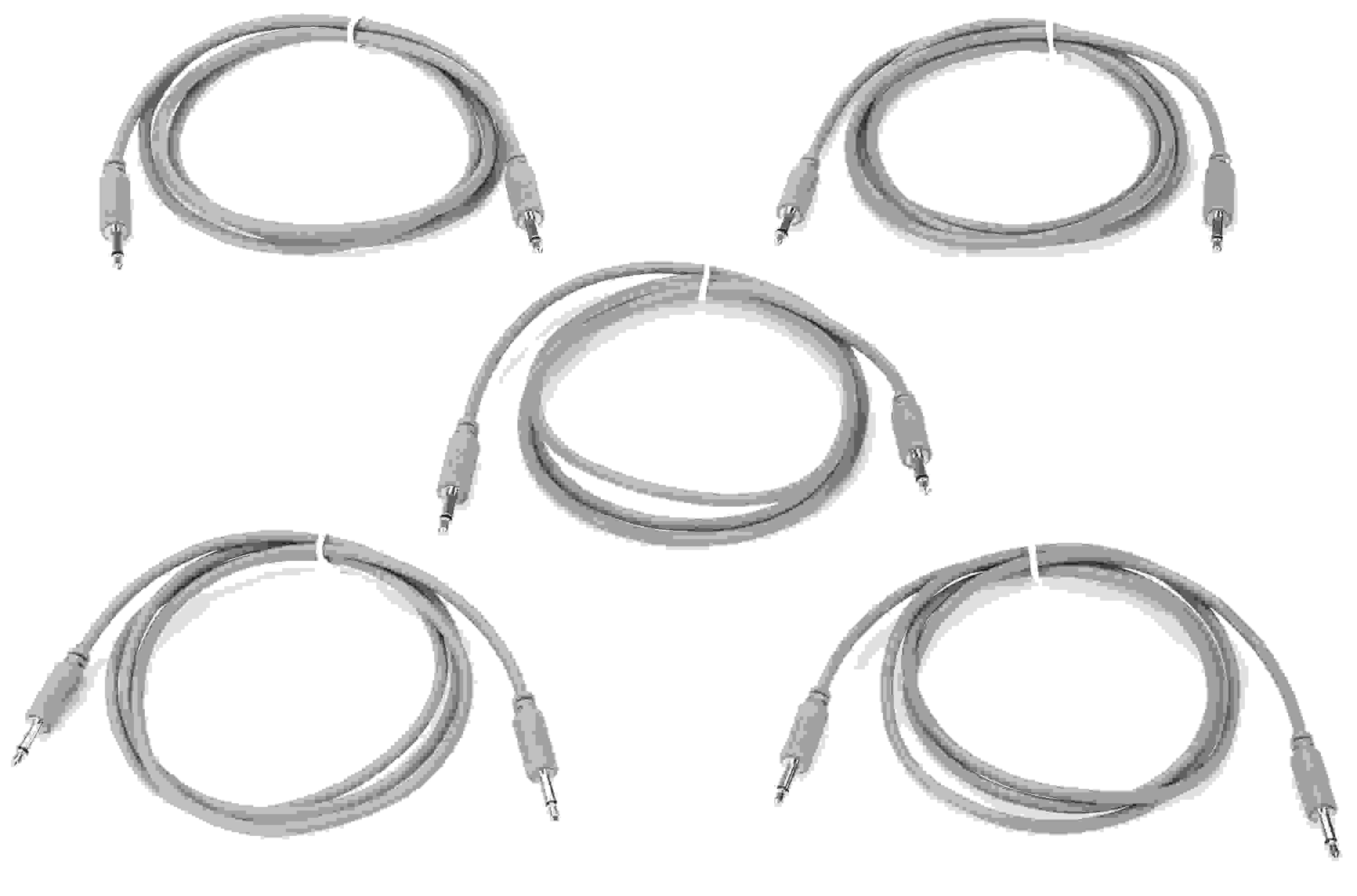 Black Market Eurorack Patch Cable 5-pack - 100cm Grey | Sweetwater