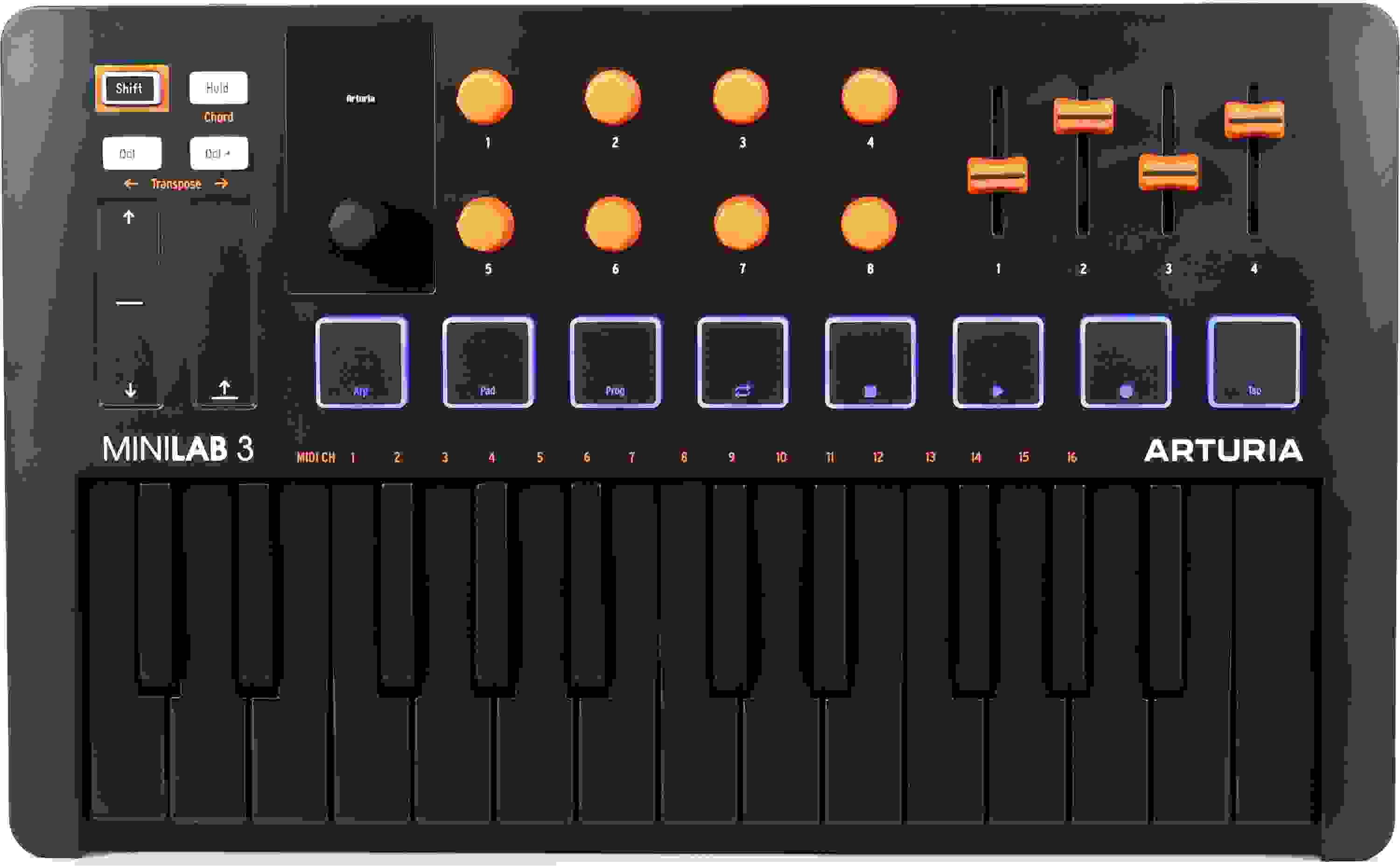 Arturia MiniLab 3 25 Slim-key Controller - Black/Orange | Sweetwater