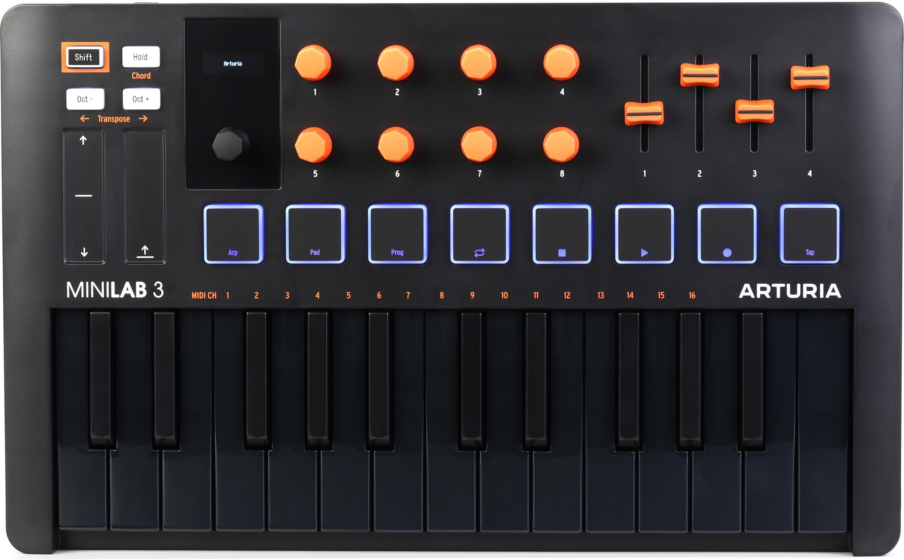Arturia MiniLab 3 25 Slim-key Controller - Black/Orange | Sweetwater