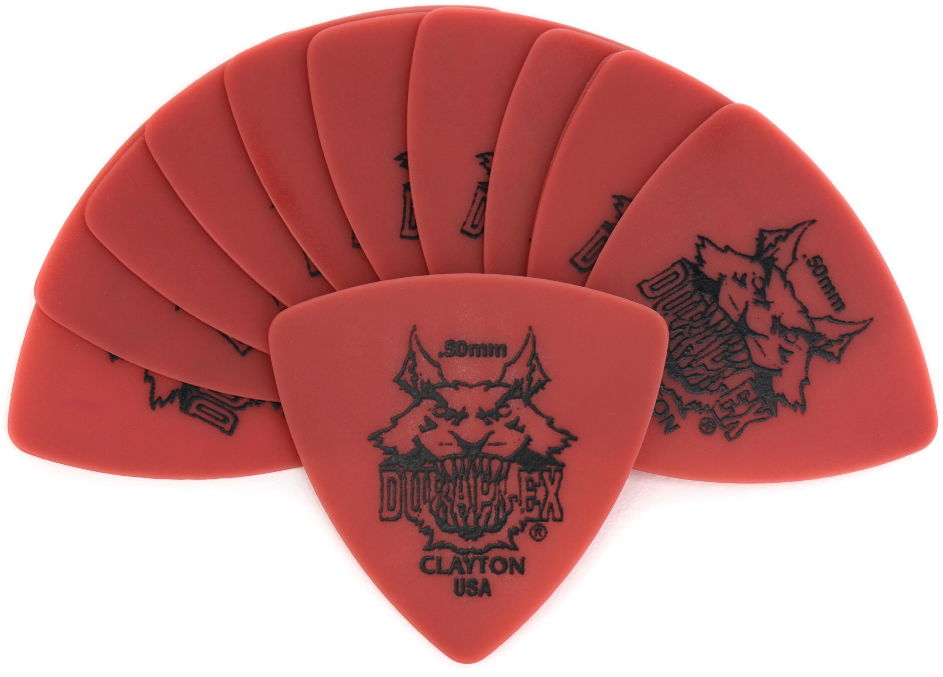 Clayton Duraplex Rounded Triangle Guitar Picks - .50mm, Red, 12-pack ...