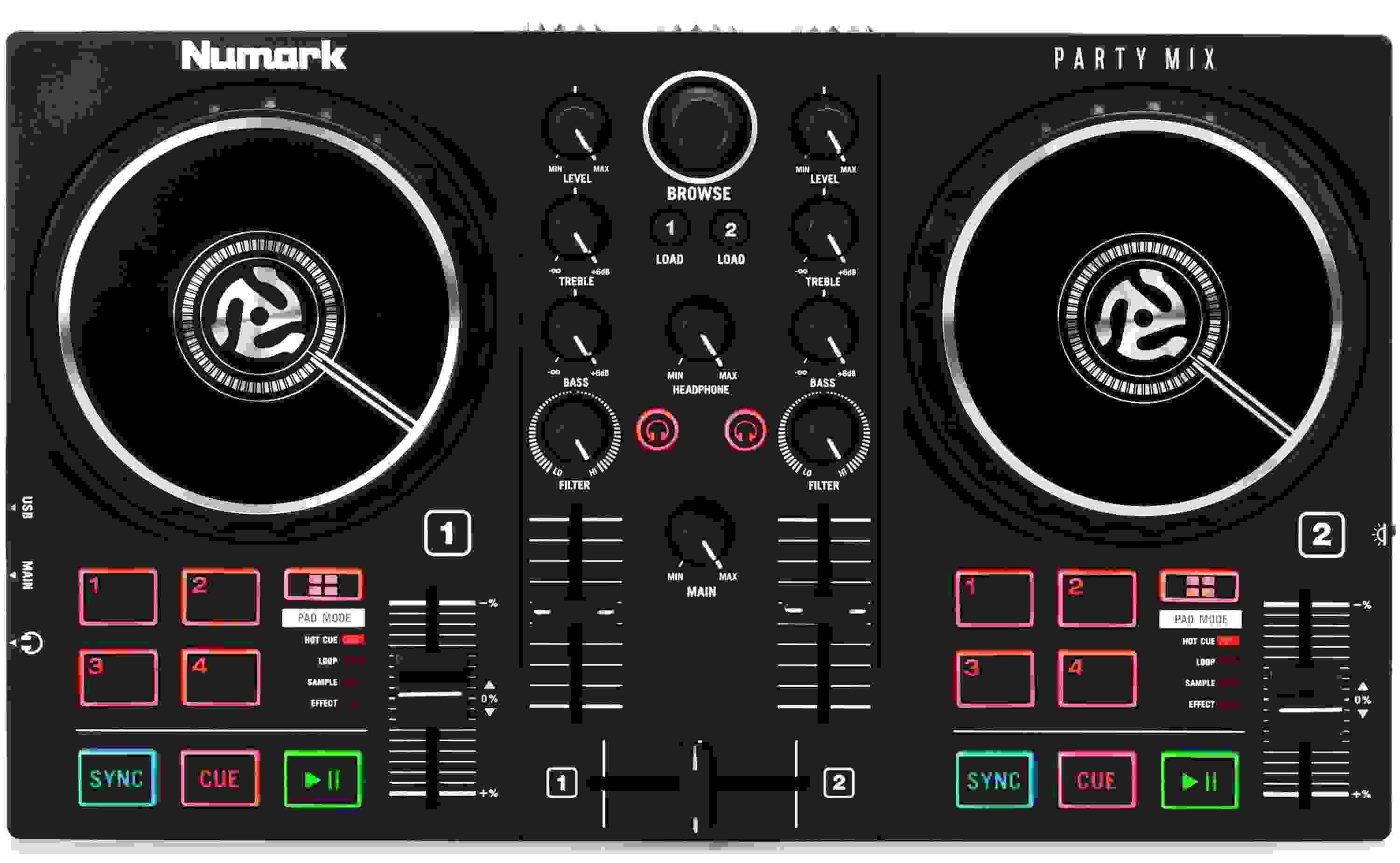 Numark Party Mix II DJ Controller with Built-in Light Show | Sweetwater