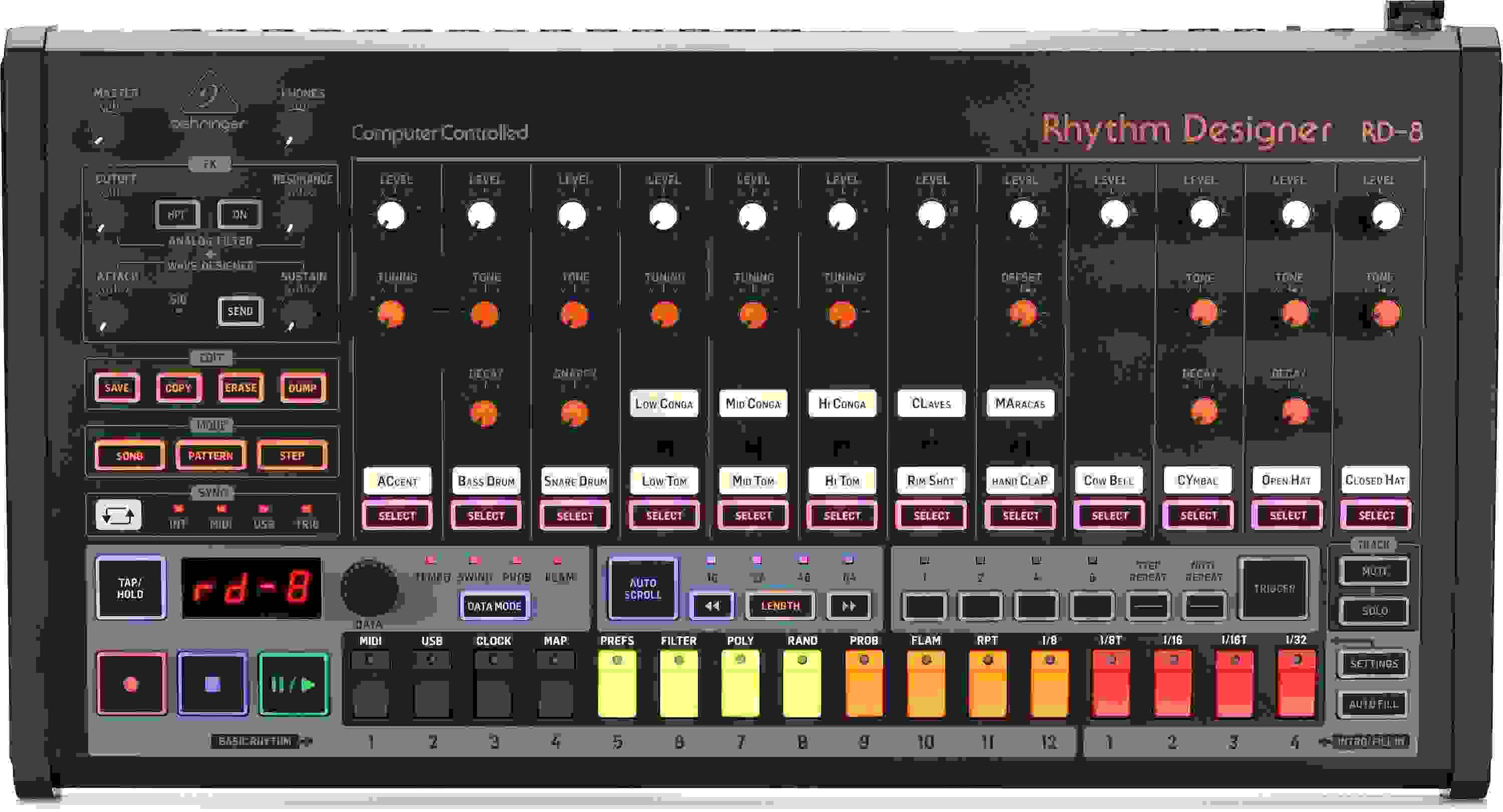 Behringer Rhythm Designer RD-8 Mk2 Analog Drum Machine | Sweetwater