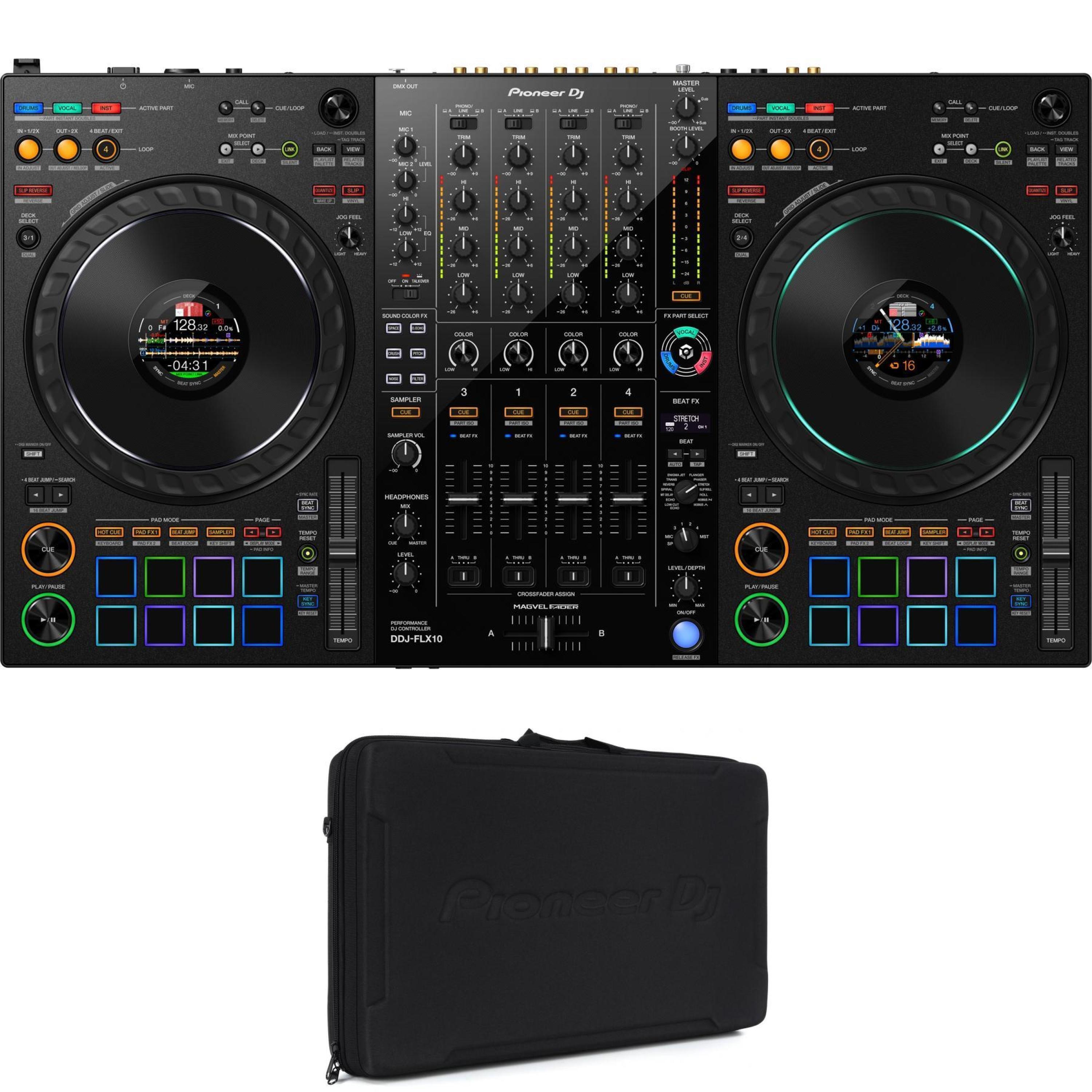 Pioneer DJ DDJ-FLX10 4-deck DJ Controller with Semi-rigid Bag | Sweetwater