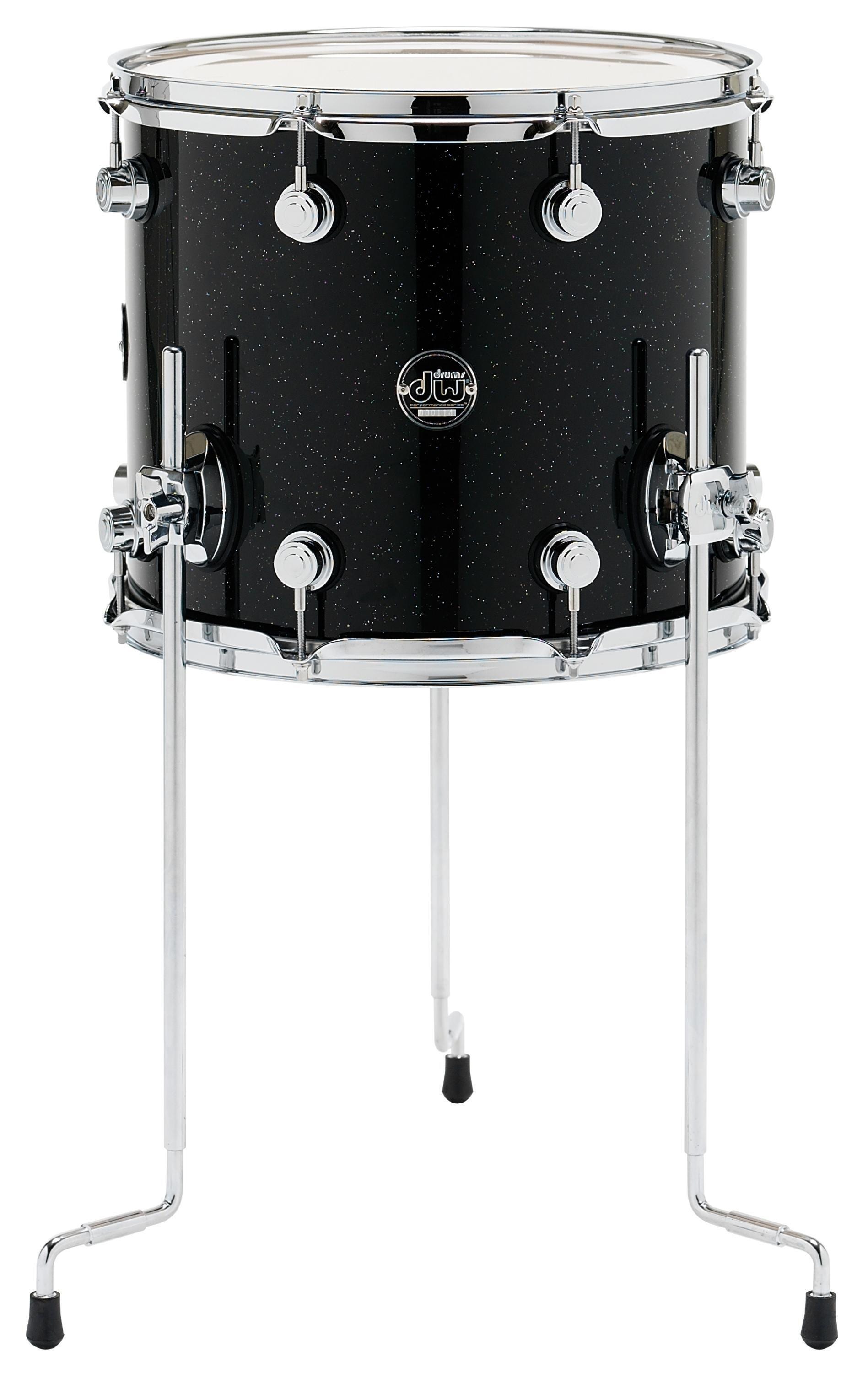 DW Performance Lacquer Series Floor Tom - 12"x14" Black Mirra | Sweetwater